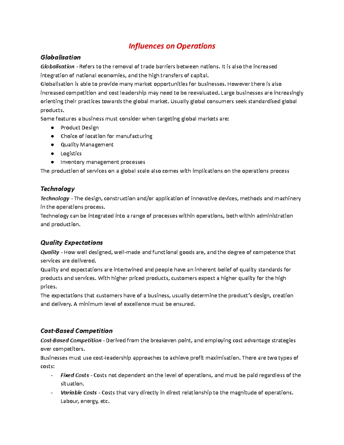 Brief overview of Influences and Processes Operations - Influences on ...