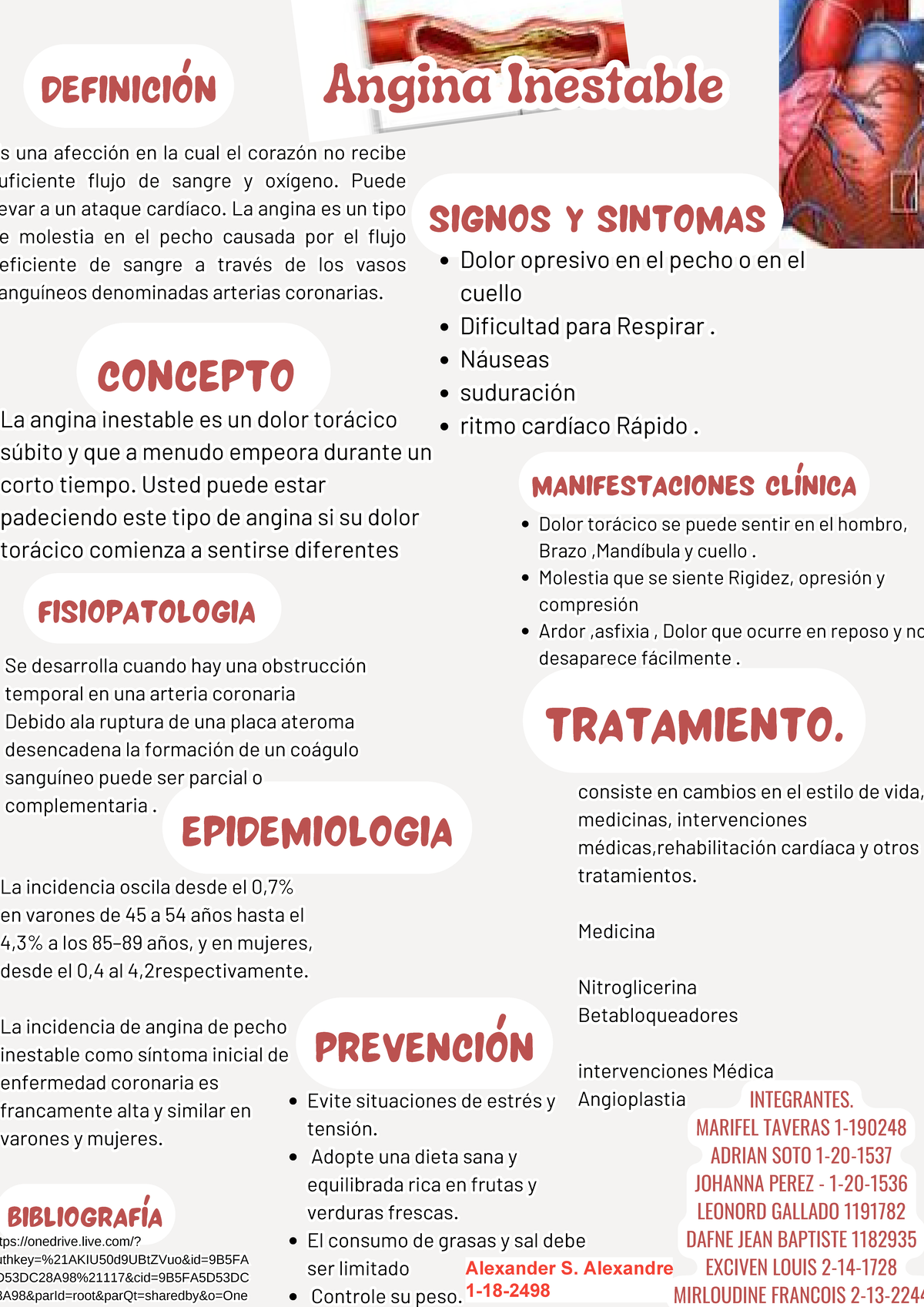 Poster Angina inestable - s una afección en la cual el corazón no ...