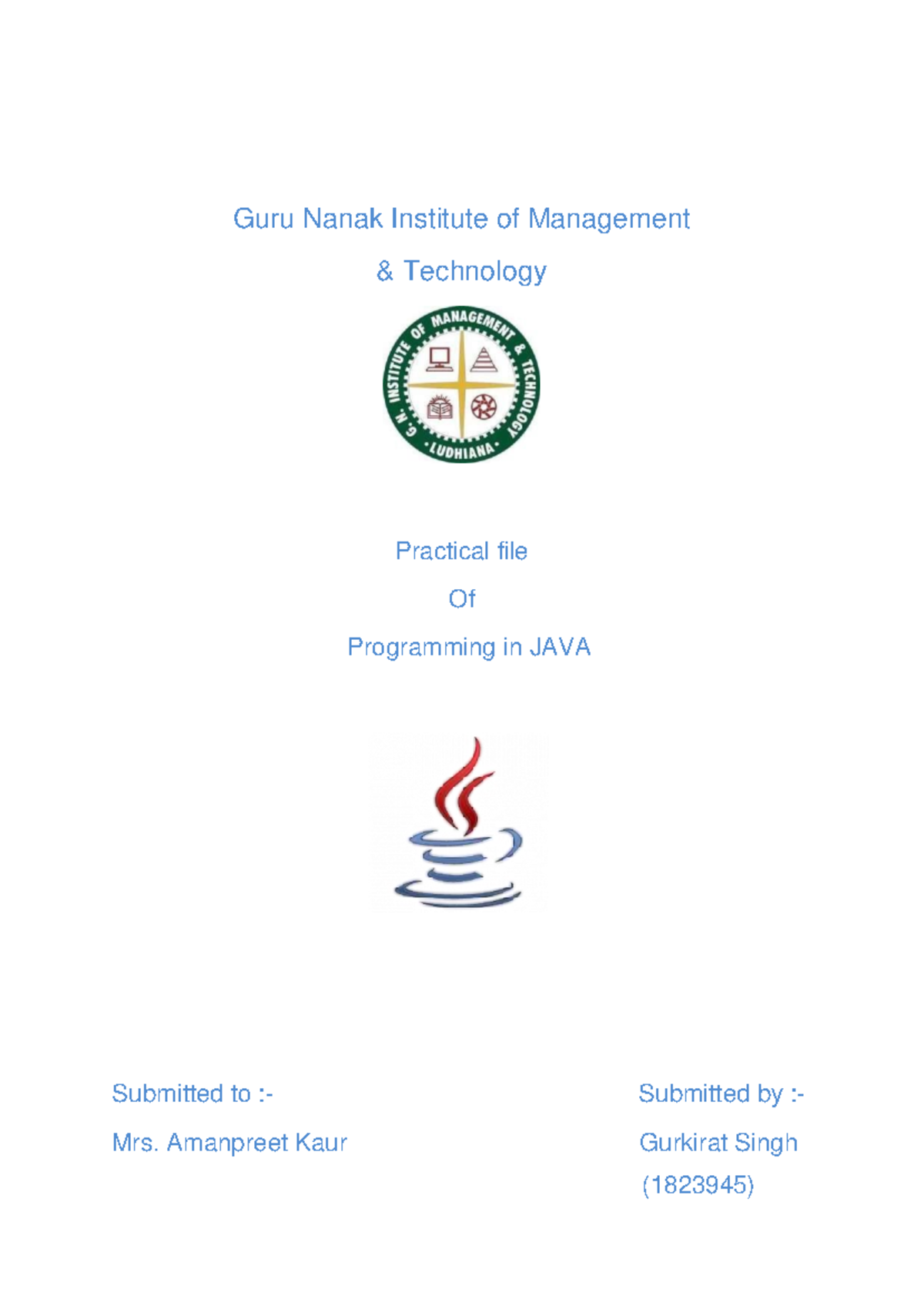 JAVA File gurkirat - Computer Graphics Practical Lab File - Guru Nanak Institute of Management ...