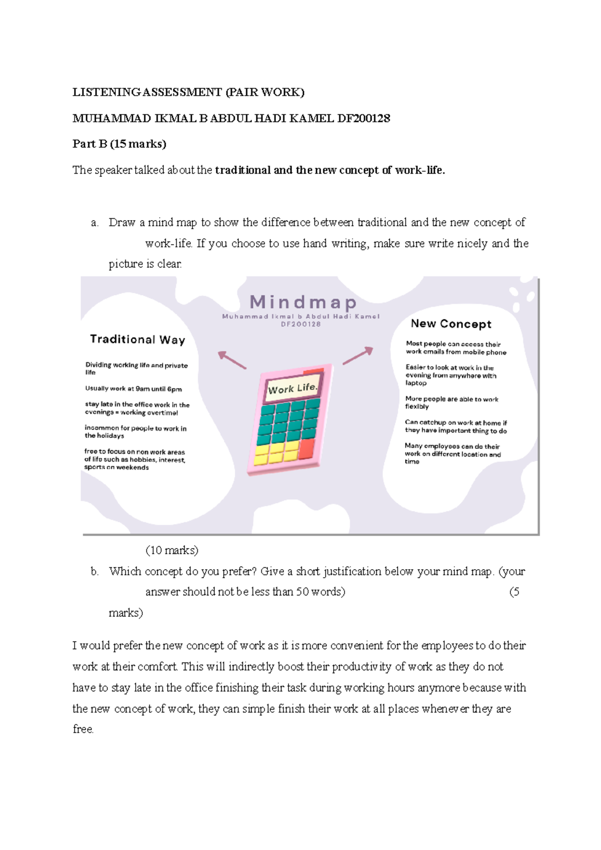 Muhammad Ikmal B Abdul HADI Kamel DF2001 28 trialpartbquestions - LISTENING ASSESSMENT (PAIR ...