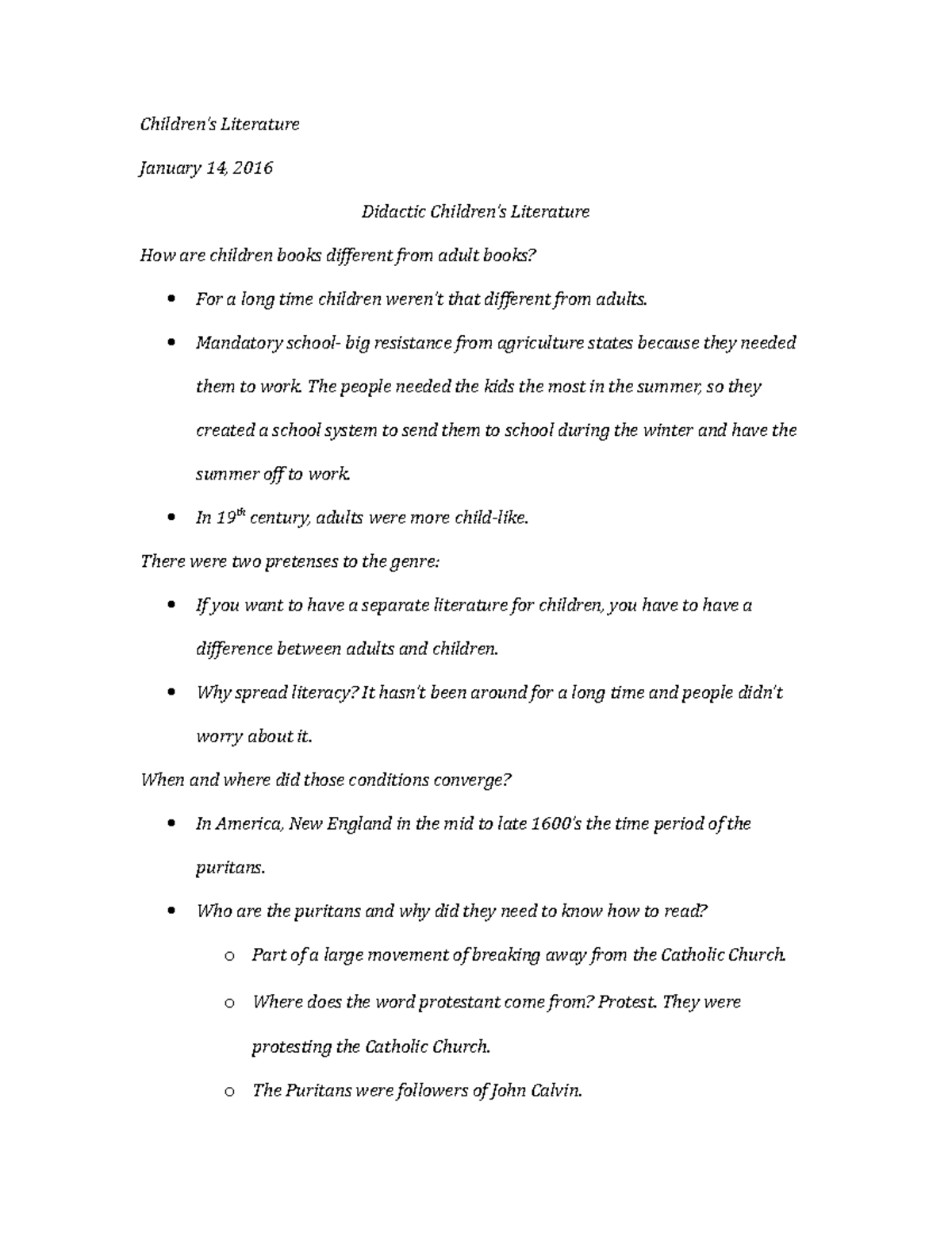 Didactic Children’s Literature - Literature January 14, 2016 Didactic ...