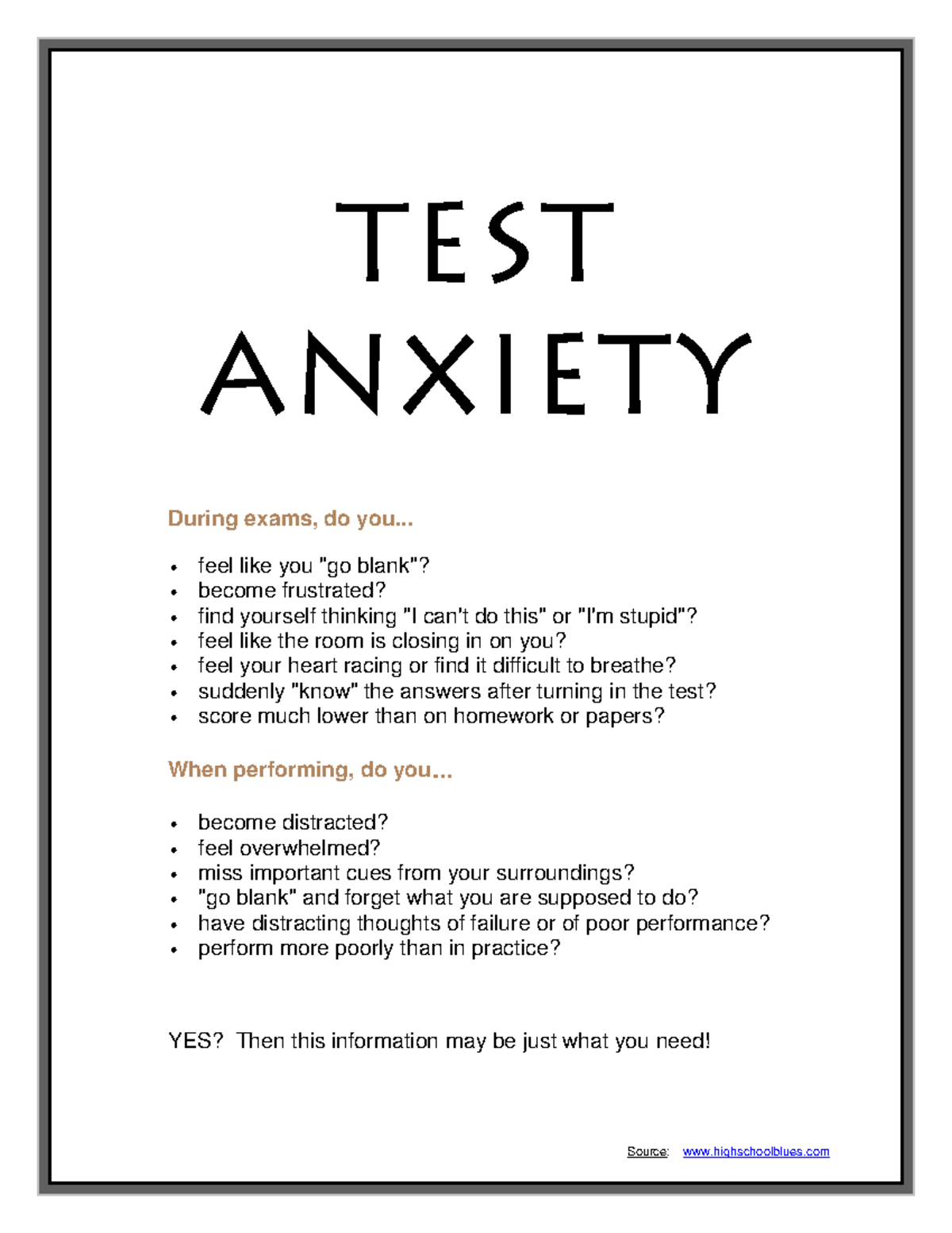 Test Anxiety Booklet - Gsyshs hdbeb hdhdb udud - 2101 - NYU - Studocu