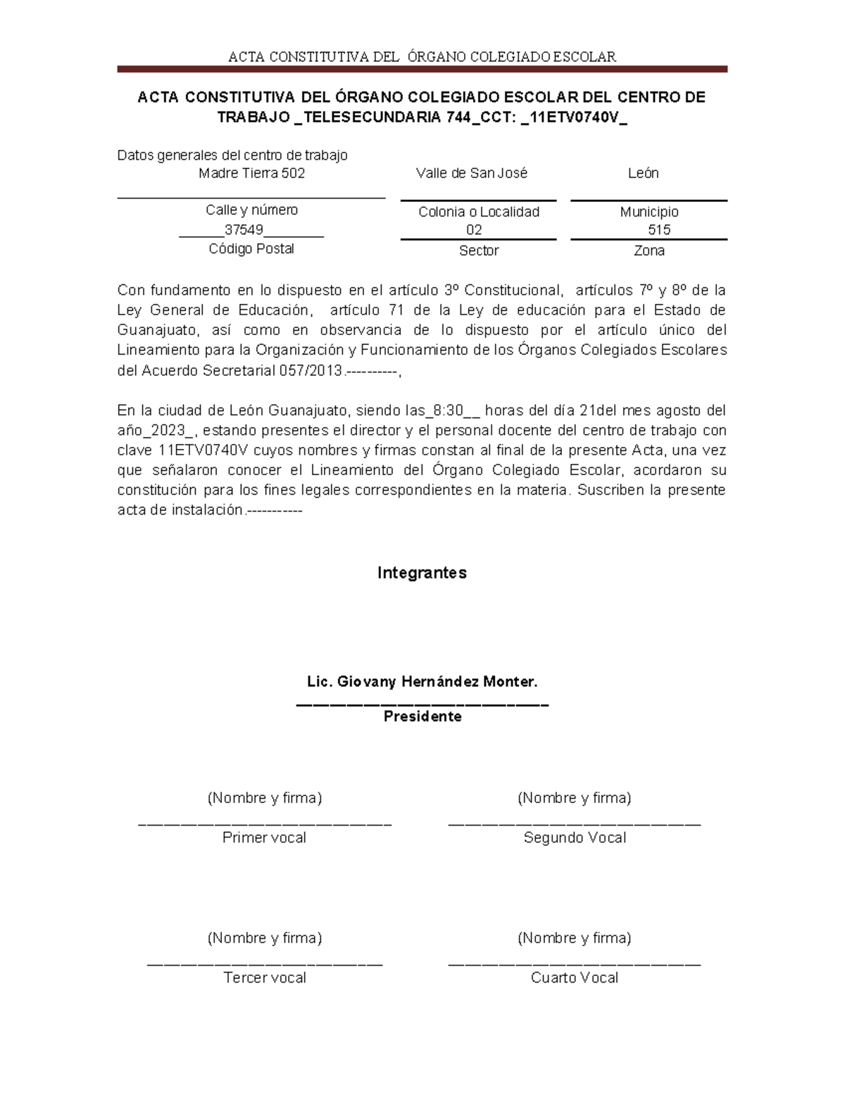 ACTA Const. OCE - Comités y sustento legal - ACTA CONSTITUTIVA DEL ...
