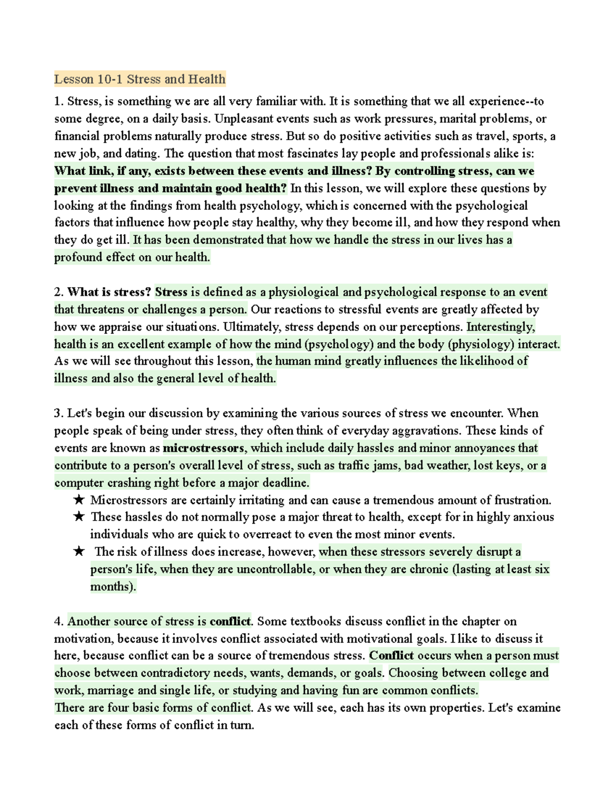 Lesson 10-1 Stress and Health - Lesson 10-1 Stress and Health Stress ...