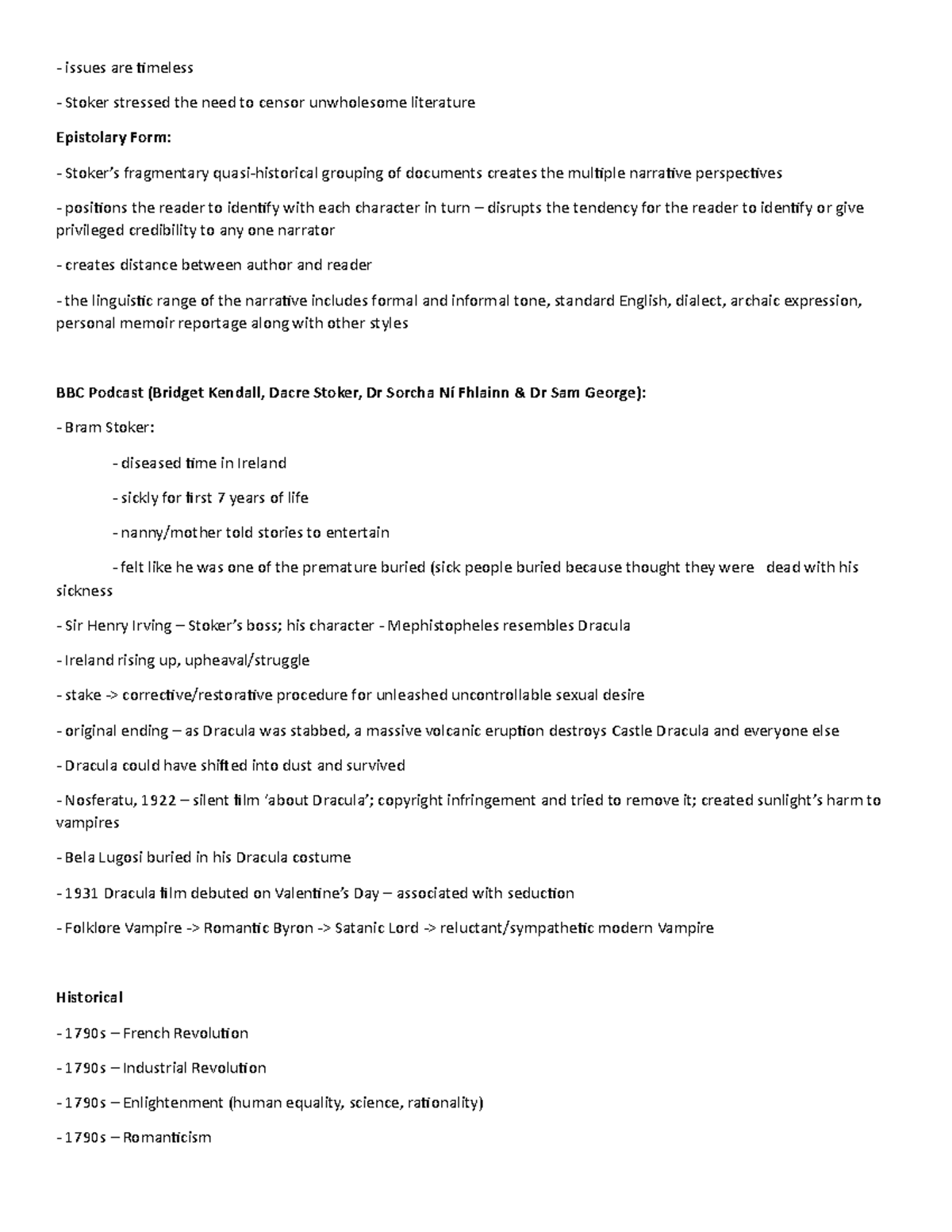 Dracula Context (interesting extra) - issues are timeless Stoker ...