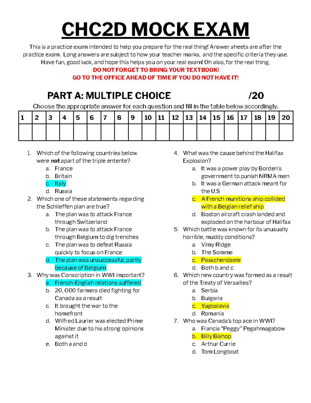 CHC2D MOCK EXAM - CHC2D MOCK EXAM This is a practice exam intended to ...