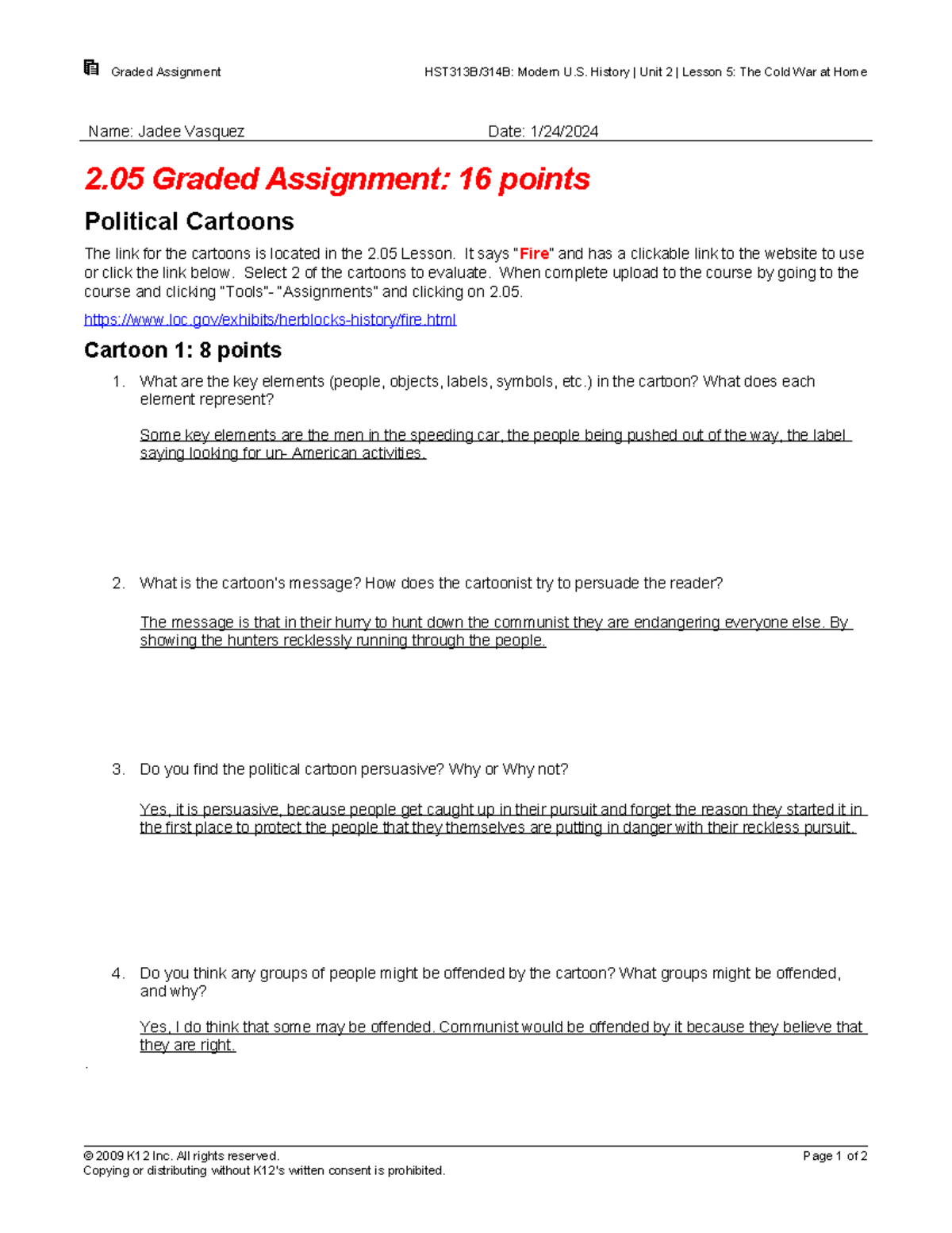 2.05 GA Political Cartoons - Graded Assignment HST313B/314B: Modern U ...