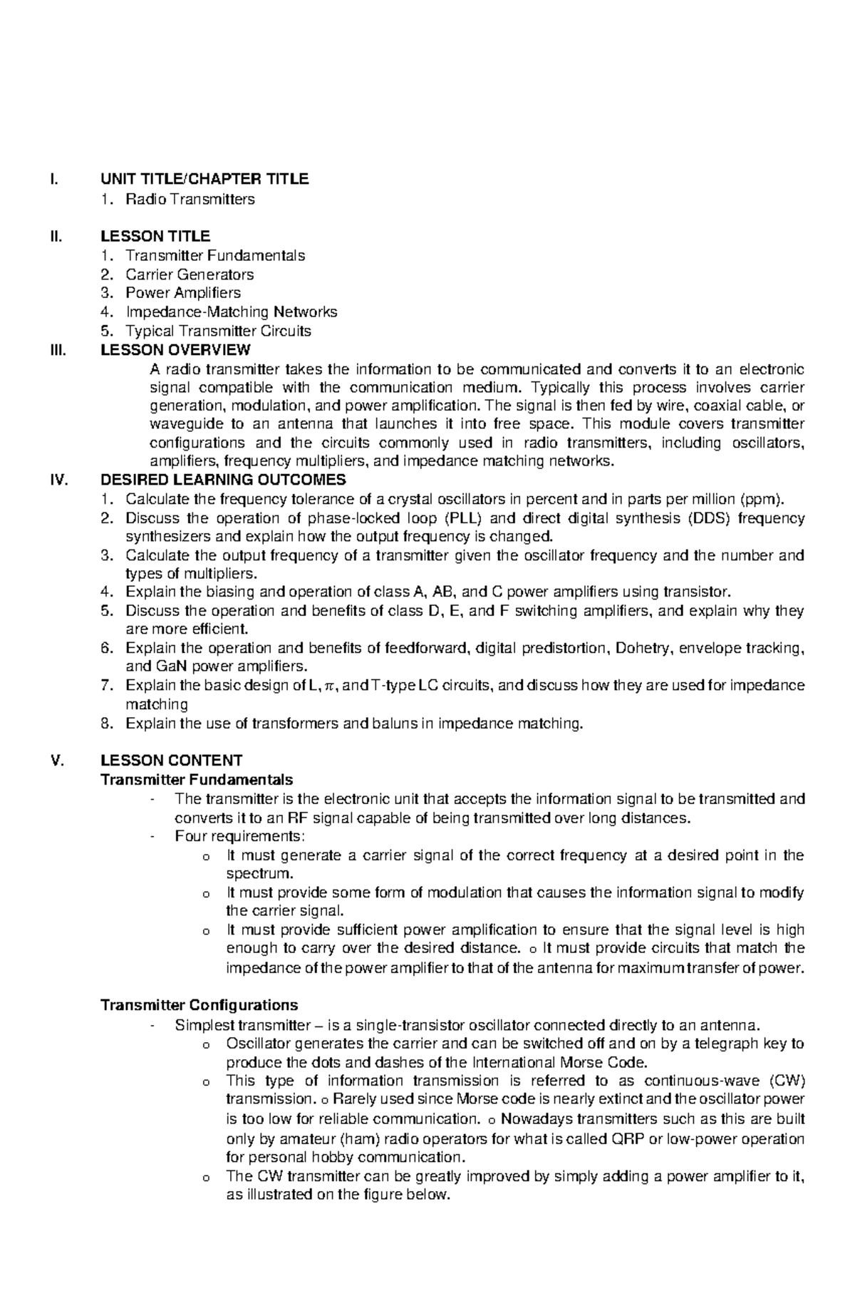 Principles of Communication - Lesson 7 - I. UNIT TITLE/CHAPTER TITLE ...