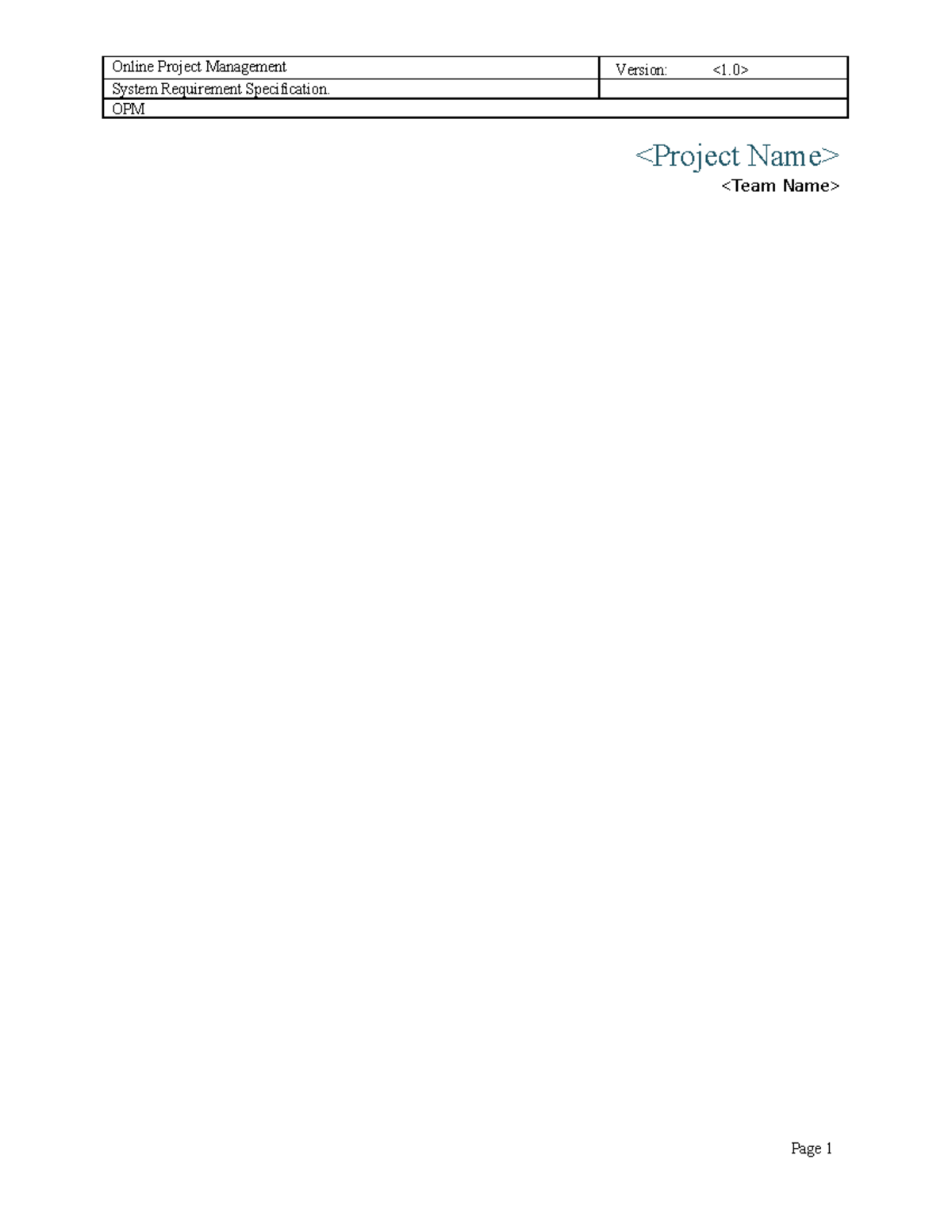 091 - NOTHING - System Requirement Specification. OPM System ...