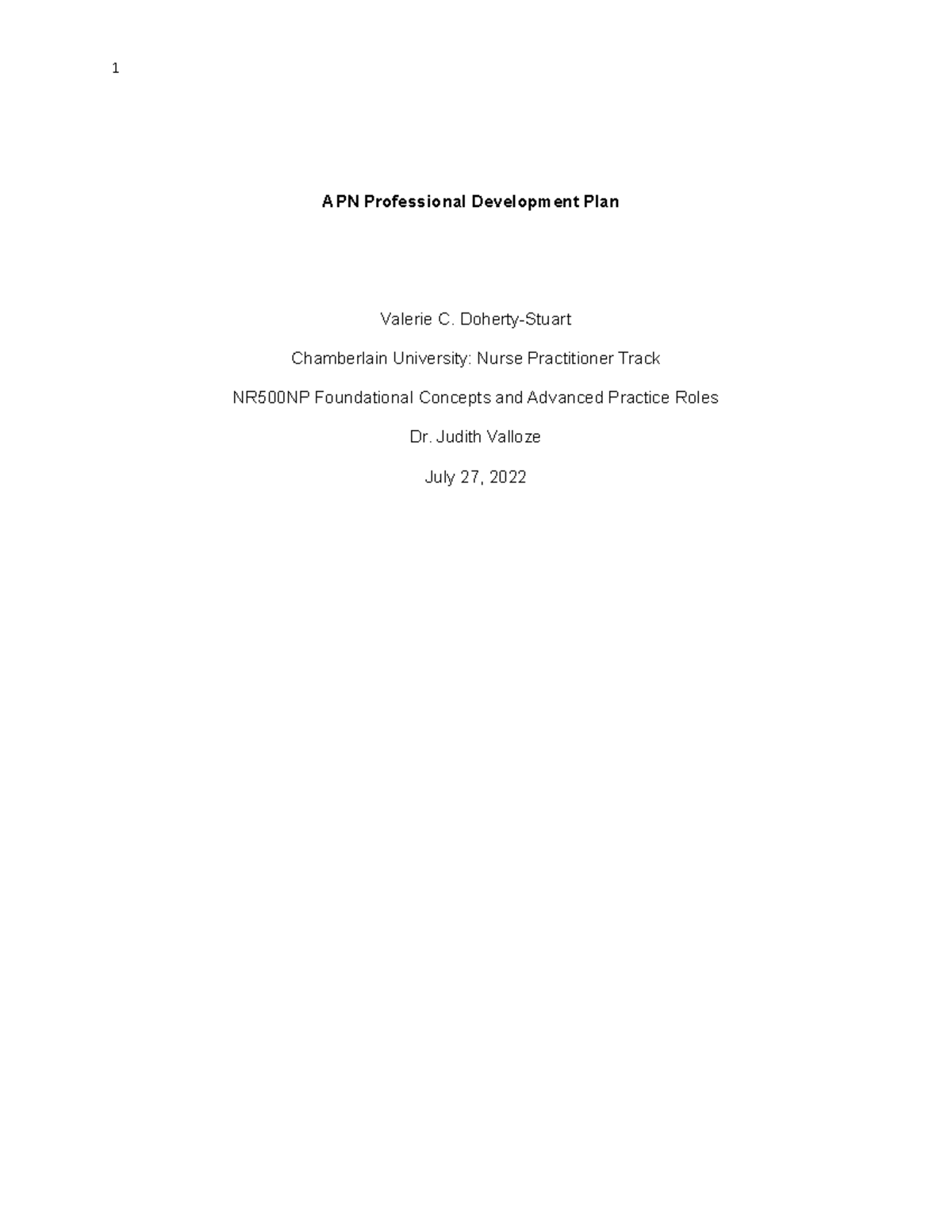 Week 4 Paper APRN Role Review Final - APN Professional Development Plan ...