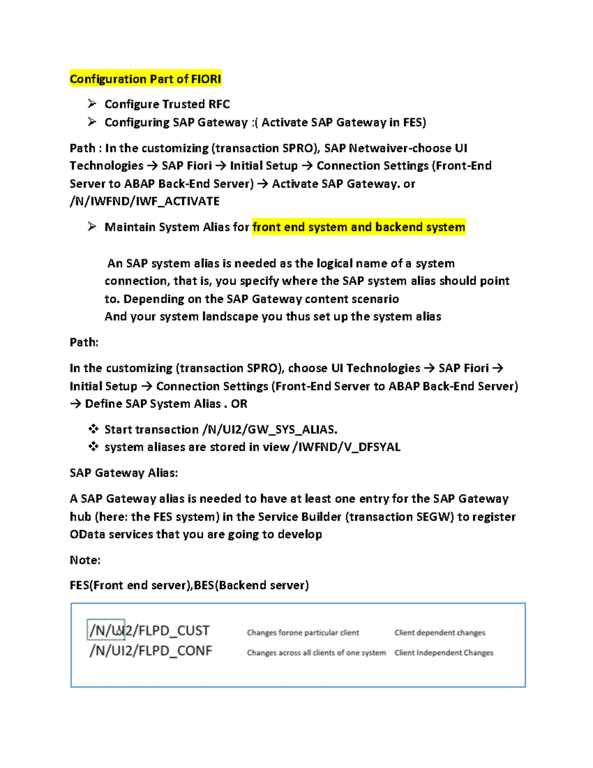 Fiori - faSDF - Configuration Part of FIORI Configure Trusted RFC Configuring SAP Gateway ...