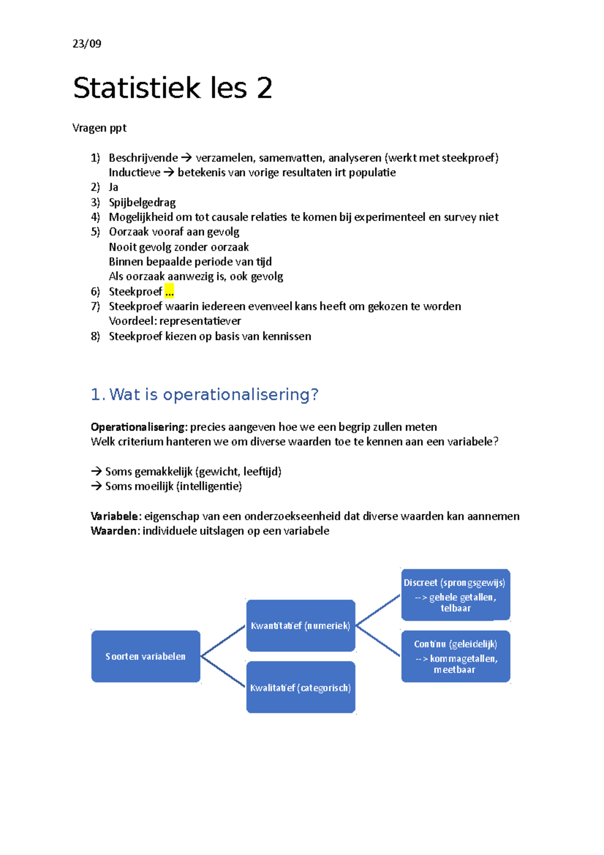 Statistiek les 2 - 23/ Statistiek les 2 Vragen ppt Beschrijvende ...