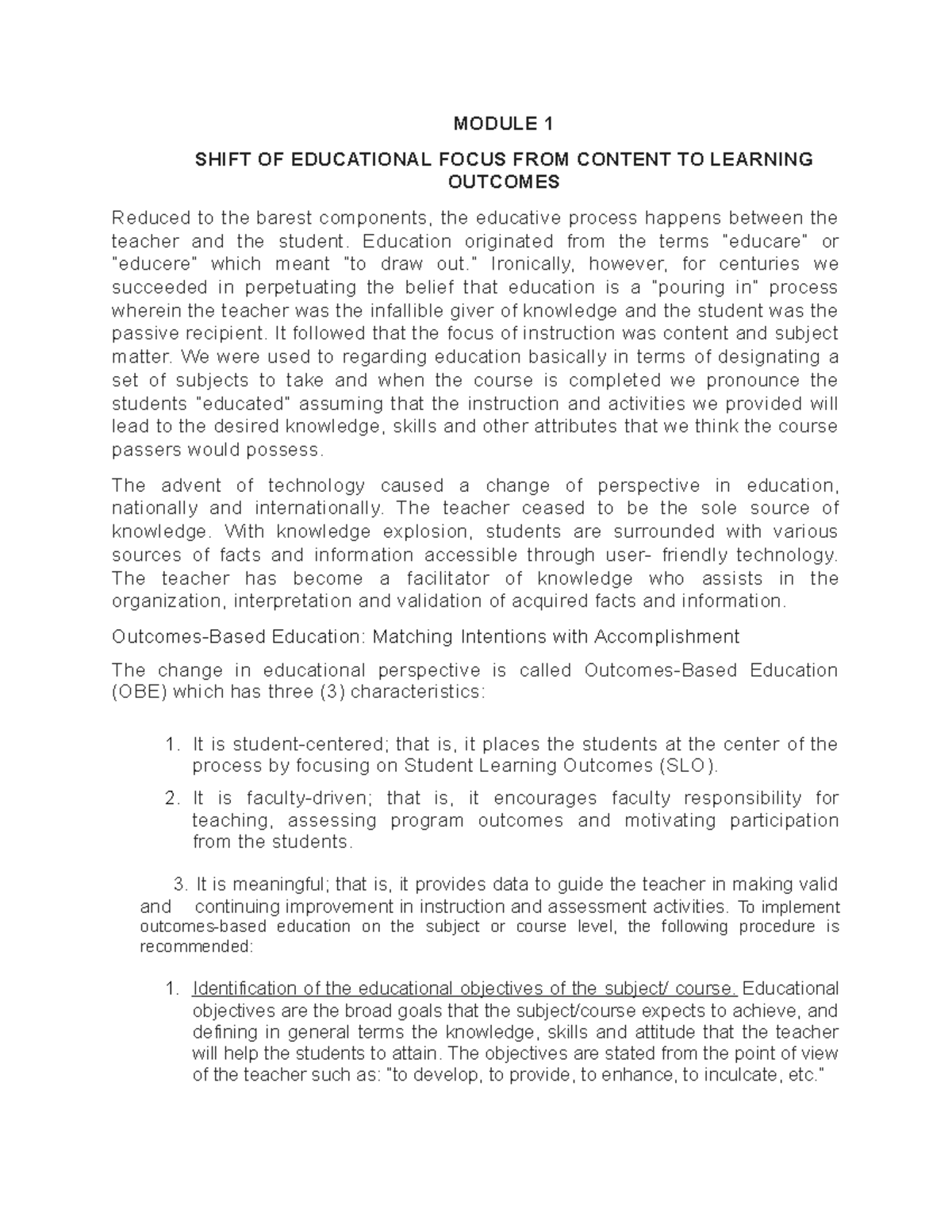 Educ 6 ASSESSMENT - MODULE 1 SHIFT OF EDUCATIONAL FOCUS FROM CONTENT TO ...
