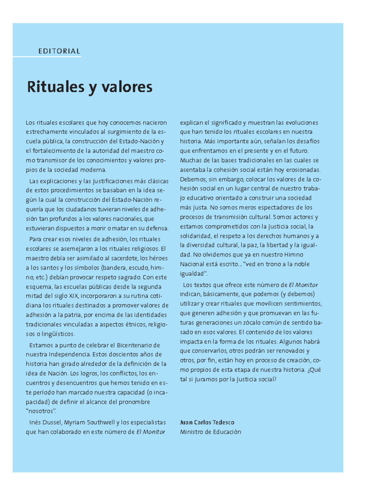 Actos y rituales en la escuela 1 - ####### EDITORIAL Rituales y valores ...