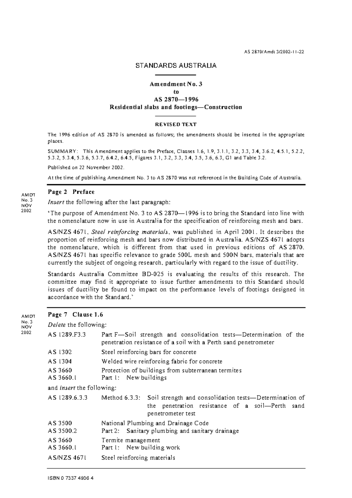 AS2870 - ammendment 3 ONLY - ISBN 0 7337 4936 4 AS 2870/Amdt 3/2002-11 ...