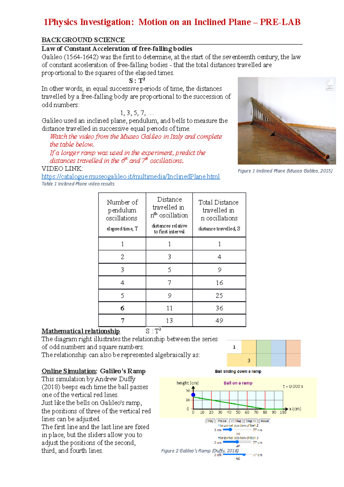 Exp 4 Inclined Plane Pre-Lab - 1Physics Investigation: Motion on an ...
