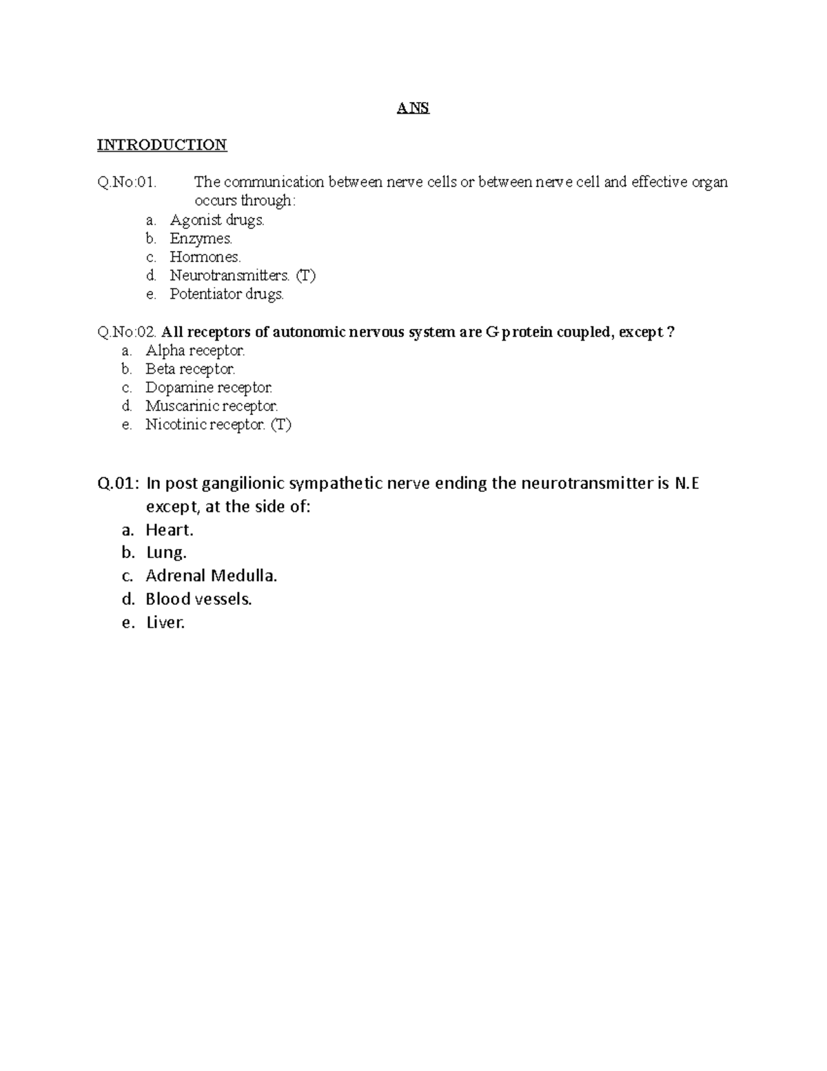 2. ANS - BEst NOtesa - ANS INTRODUCTION Q:01. The communication between ...