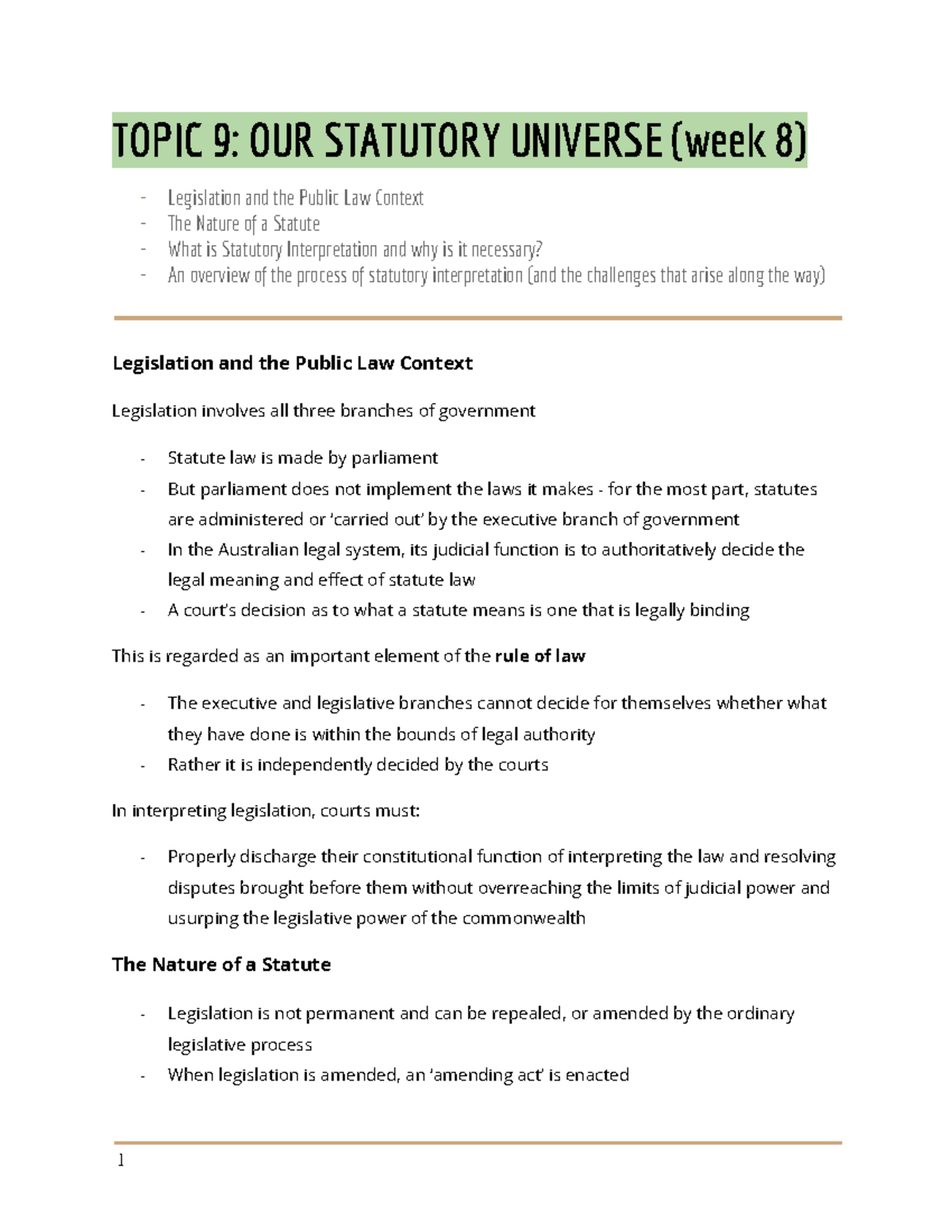 Topic 9 Our Statutory Universe - TOPIC 9: OUR STATUTORY UNIVERSE (week ...