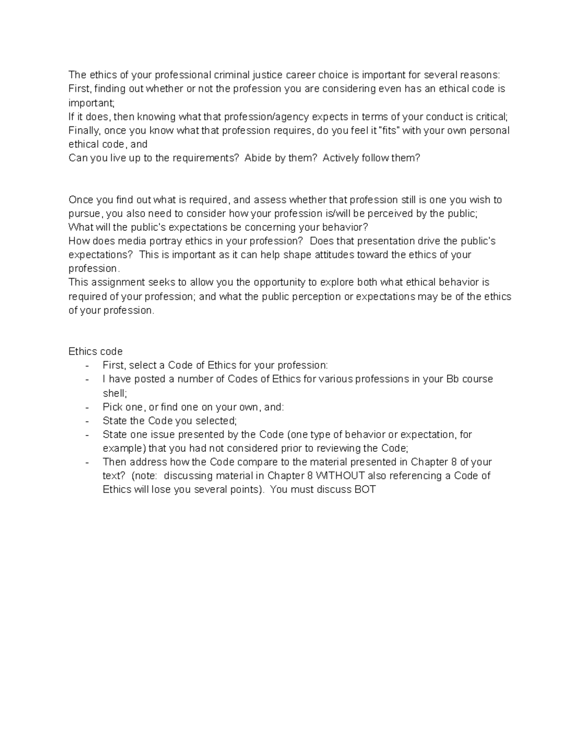 Ethics notes - The ethics of your professional criminal justice career ...