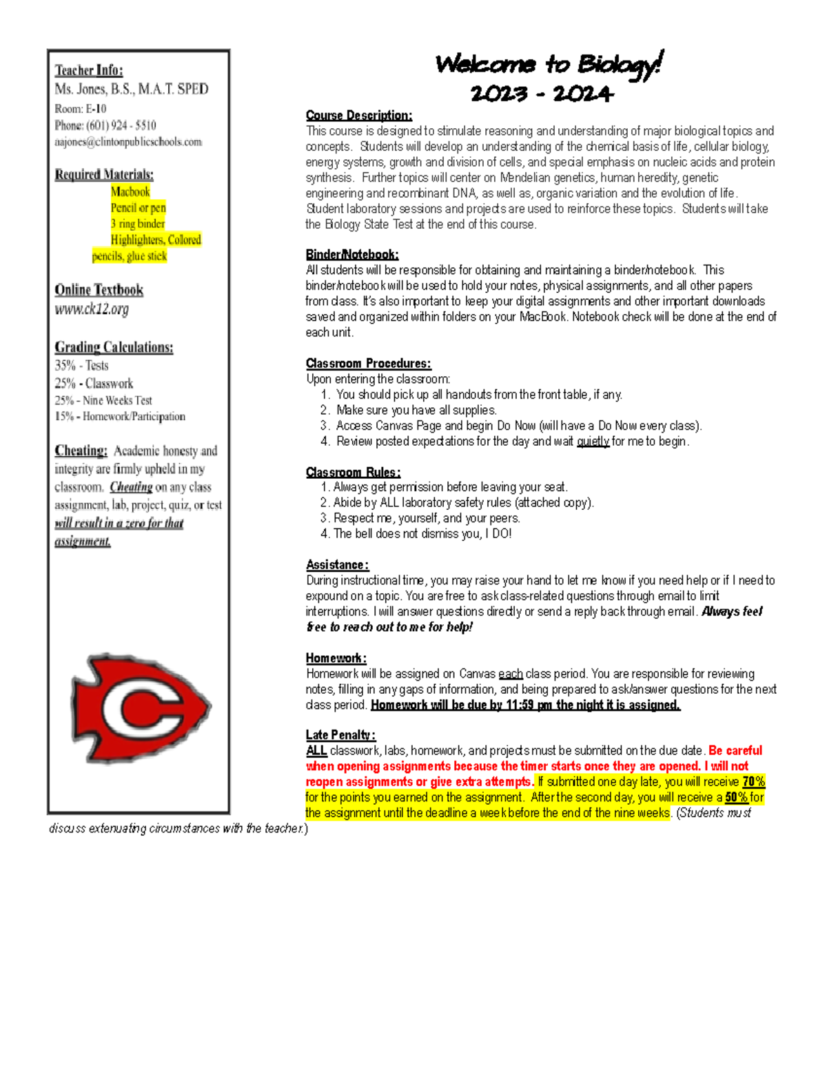 Biology Syllabus Template .docx 24-25 - Welcome to Biology! 2023 - 2024 ...