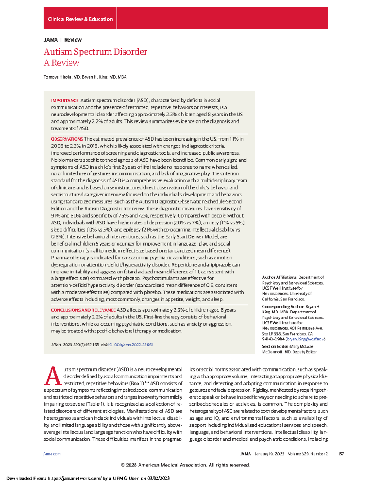 Autism spectrum disorder - JAMA 2023 - Autism Spectrum Disorder A ...
