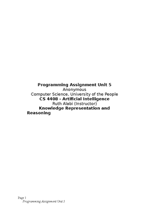 CS 4406 - Programming Assignment Unit 5 - Page 1 Programming Assignment Unit 5 Anonymous ...