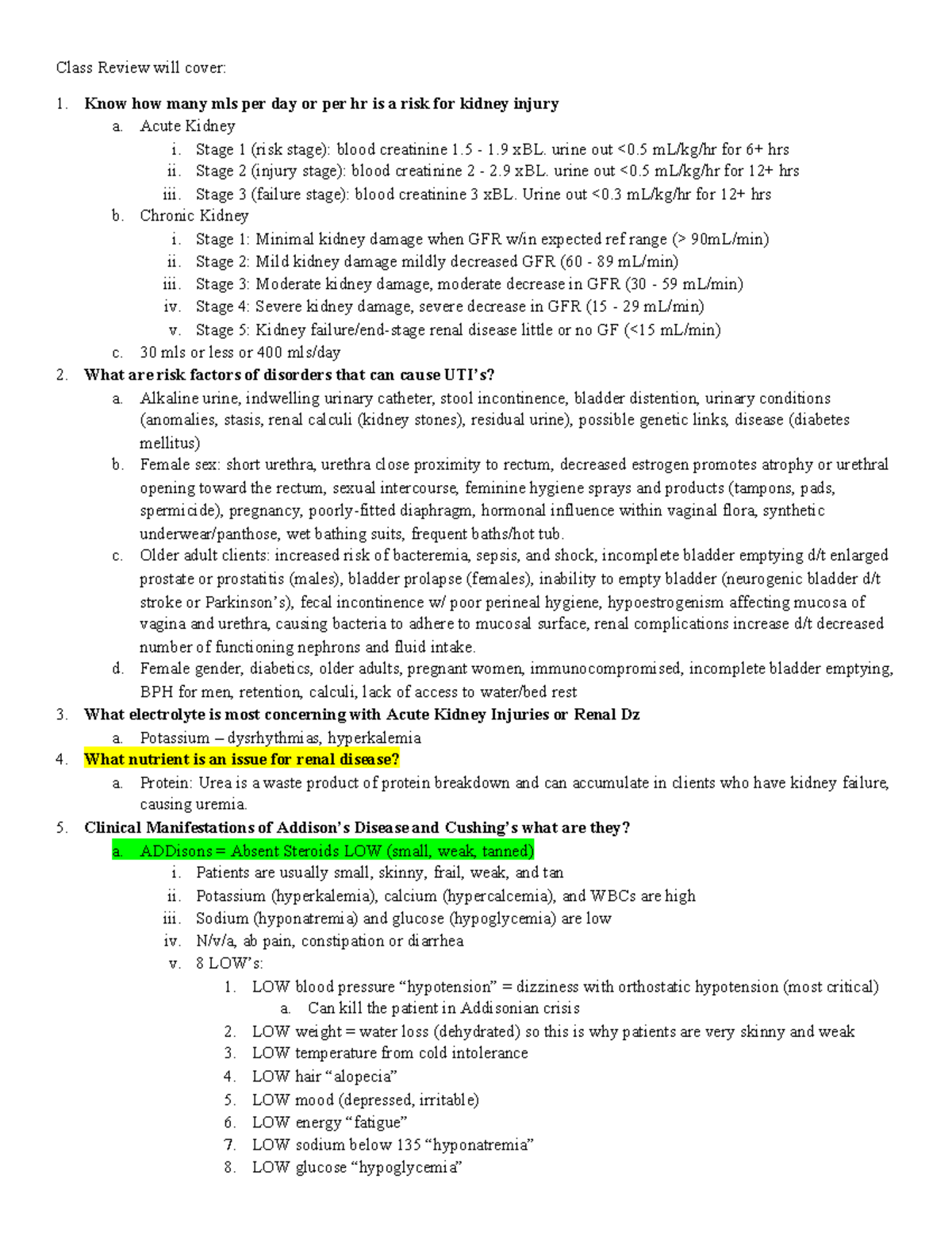 NR 330 - Exam 1 Specific Study Guide - Class Review will cover: Know ...