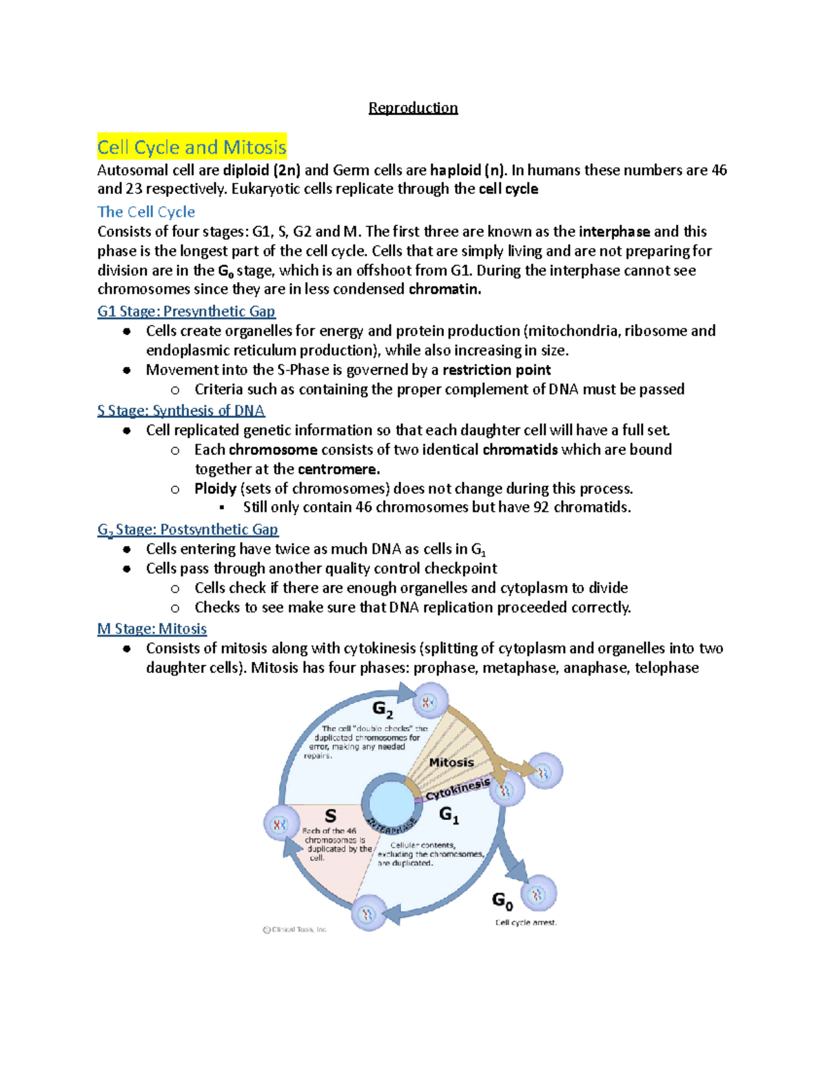 Reproduction - BIO II + MCAT BIO Section Notes - Reproduction Cell ...