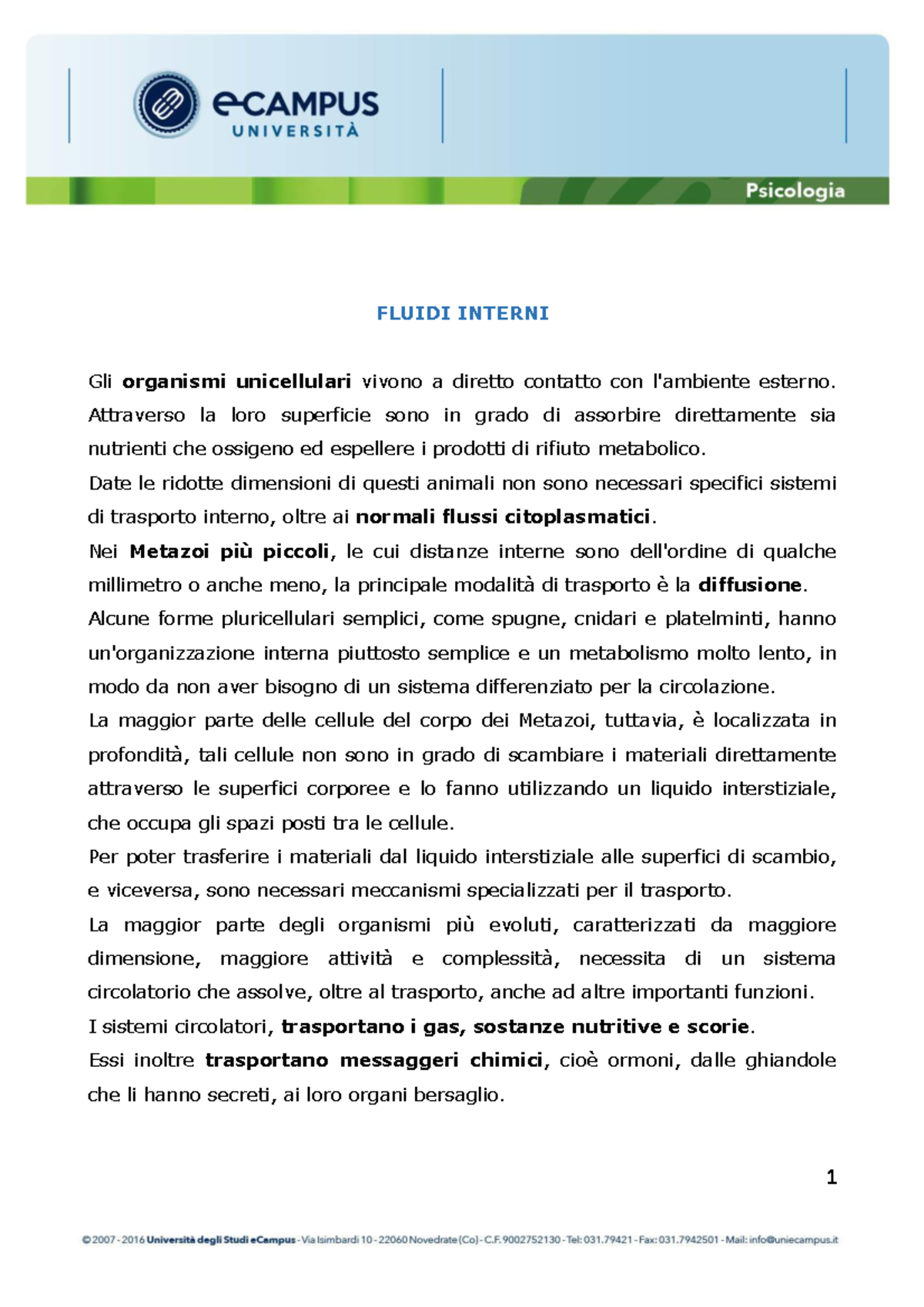 SCBI18 2564a 1921 - appunti - FLUIDI INTERNI Gli organismi unicellulari ...