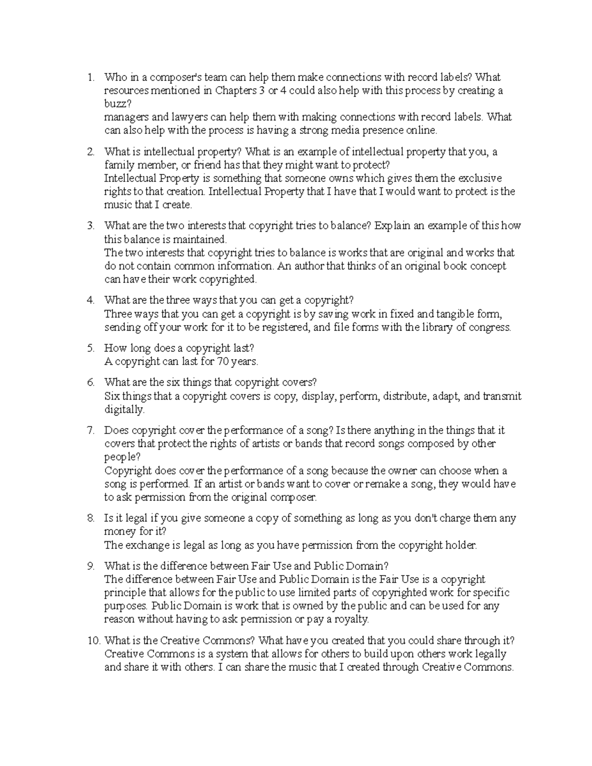 Reading Assignment 5 - Who in a composer's team can help them make ...