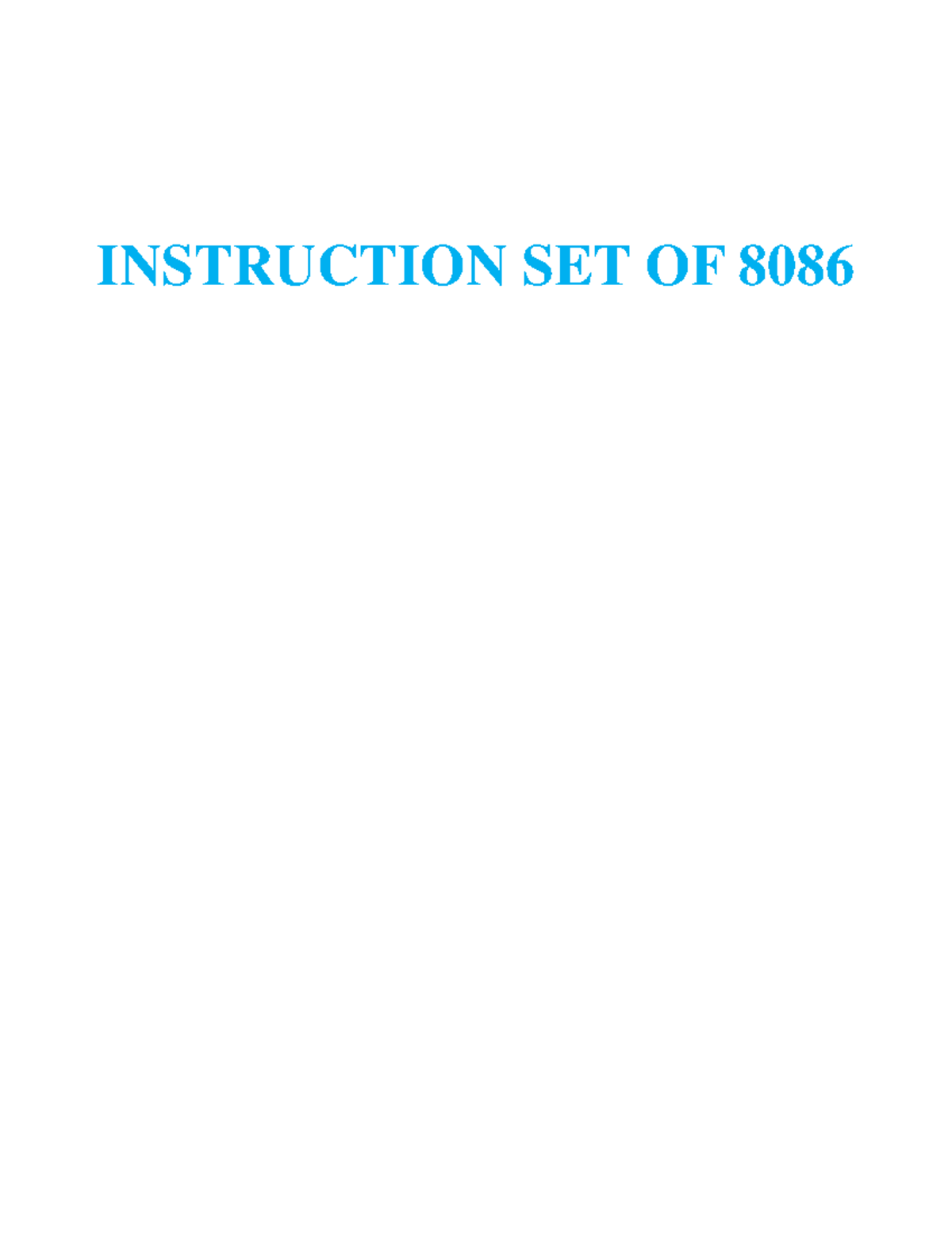 8086 instruction set part 1 - INSTRUCTION SET OF INSTRUCTION SET OF ...