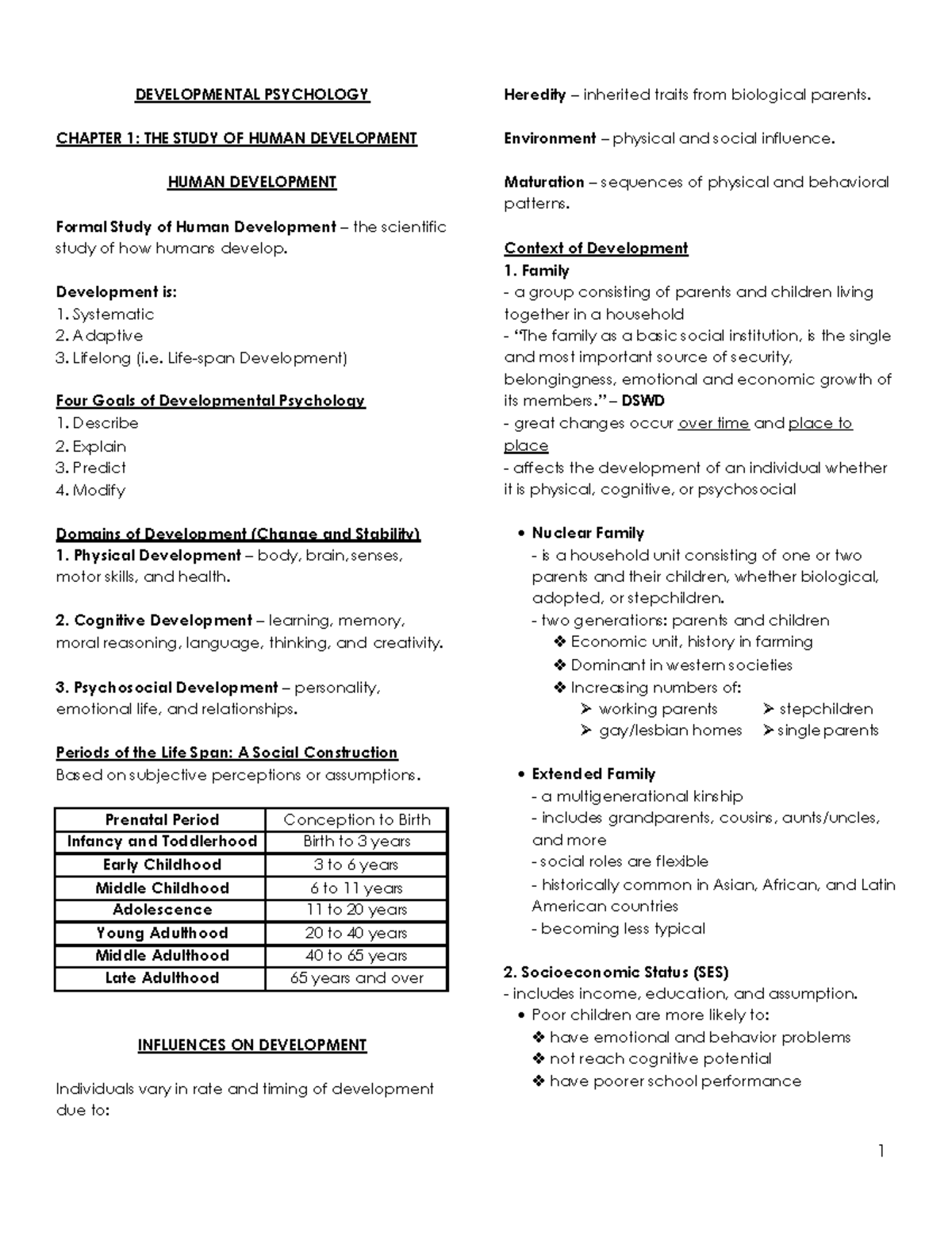 Devpsy Prelims - DEVELOPMENTAL PSYCHOLOGY CHAPTER 1: THE STUDY OF HUMAN ...