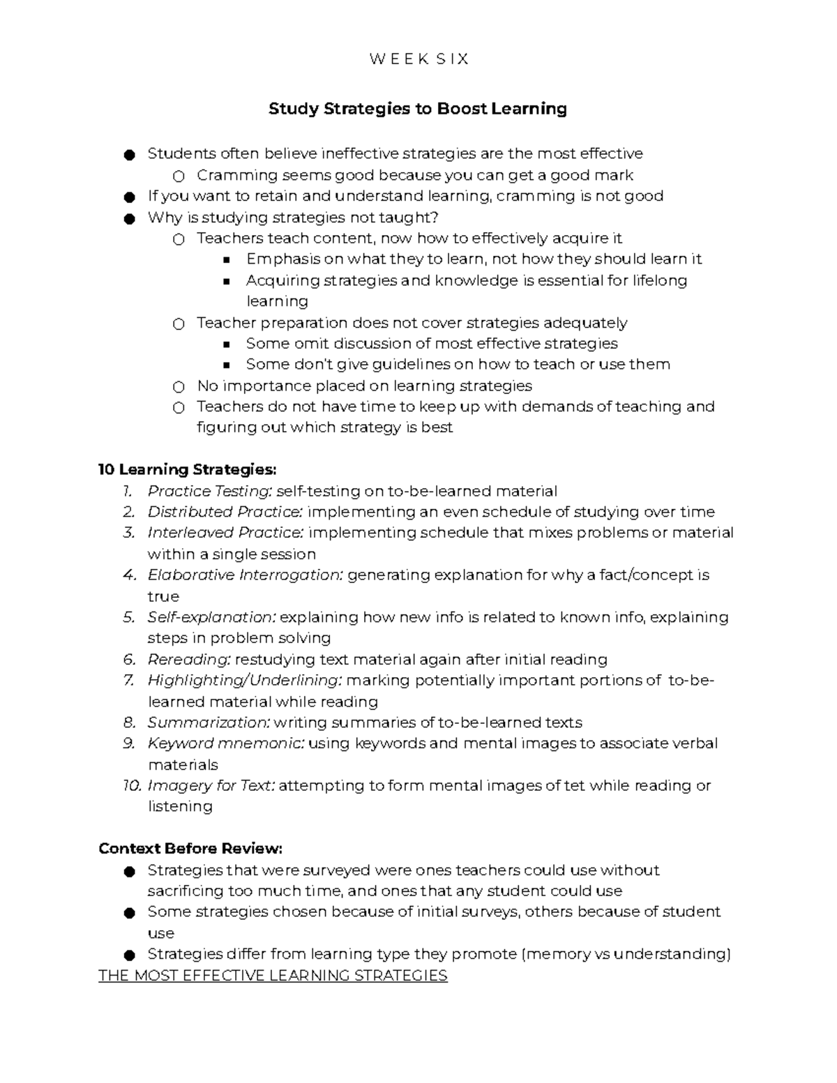 Journal Article Strategies to Boost Learning - Study Strategies to ...