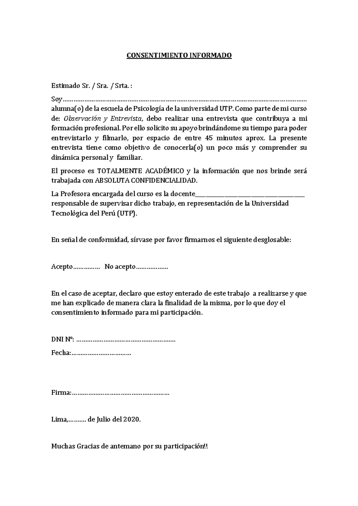 85 Modelo DE Consentimiento Informado - CONSENTIMIENTO INFORMADO ...