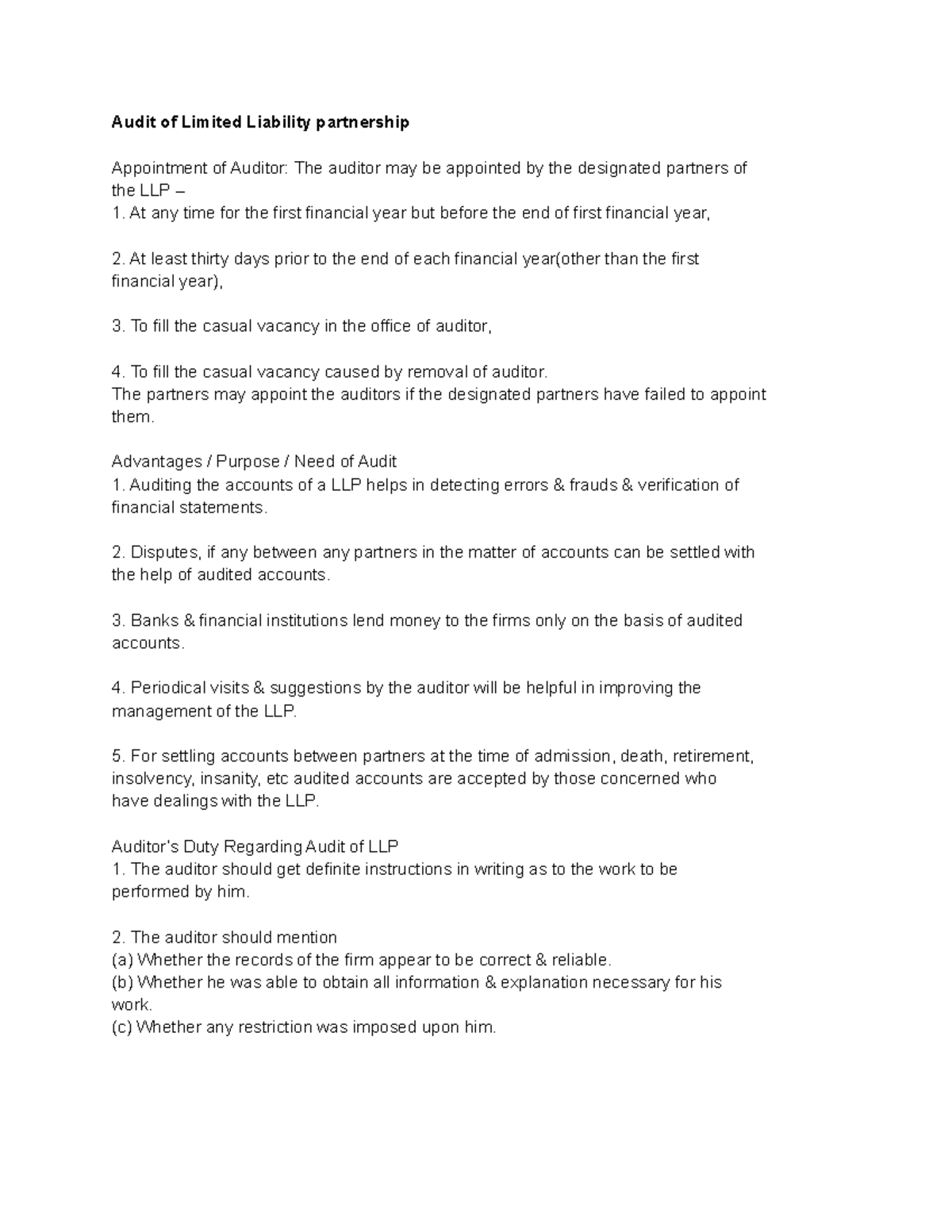 Audit of Different types of entities PART 2 - Audit of Limited ...