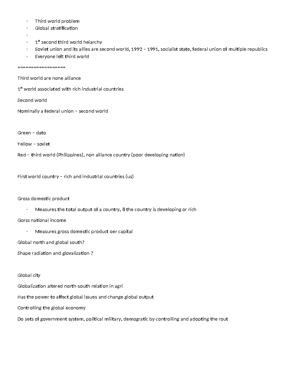 08-04-2024 - some notes - Third world problem Global stratification 1 ...
