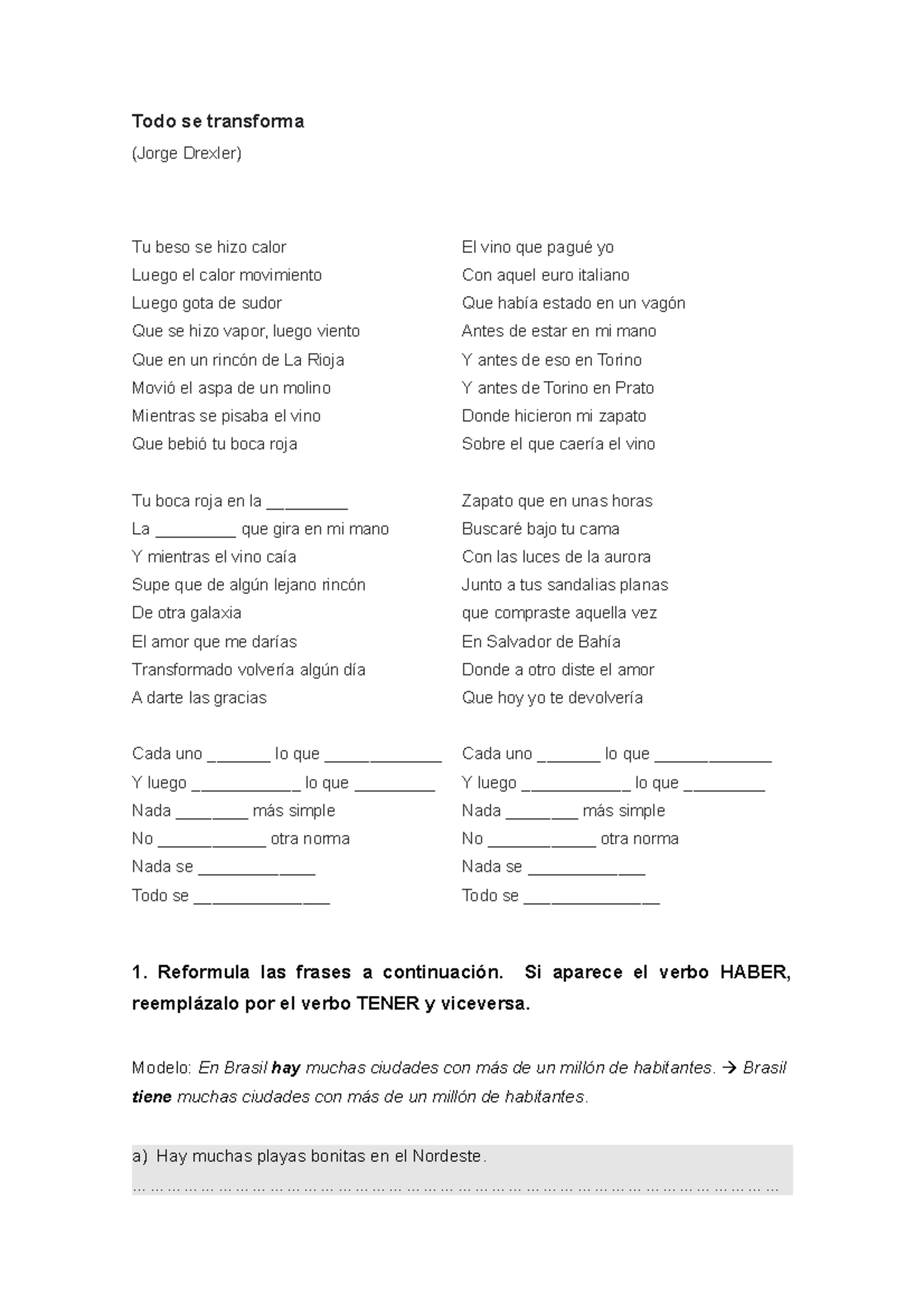 Todo se transforma - Anotações Espanhol - Todo se transforma (Jorge ...