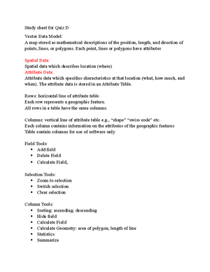 GEOG 260 Lecture D Notes - Lecture D Context In the Vector Data Model ...