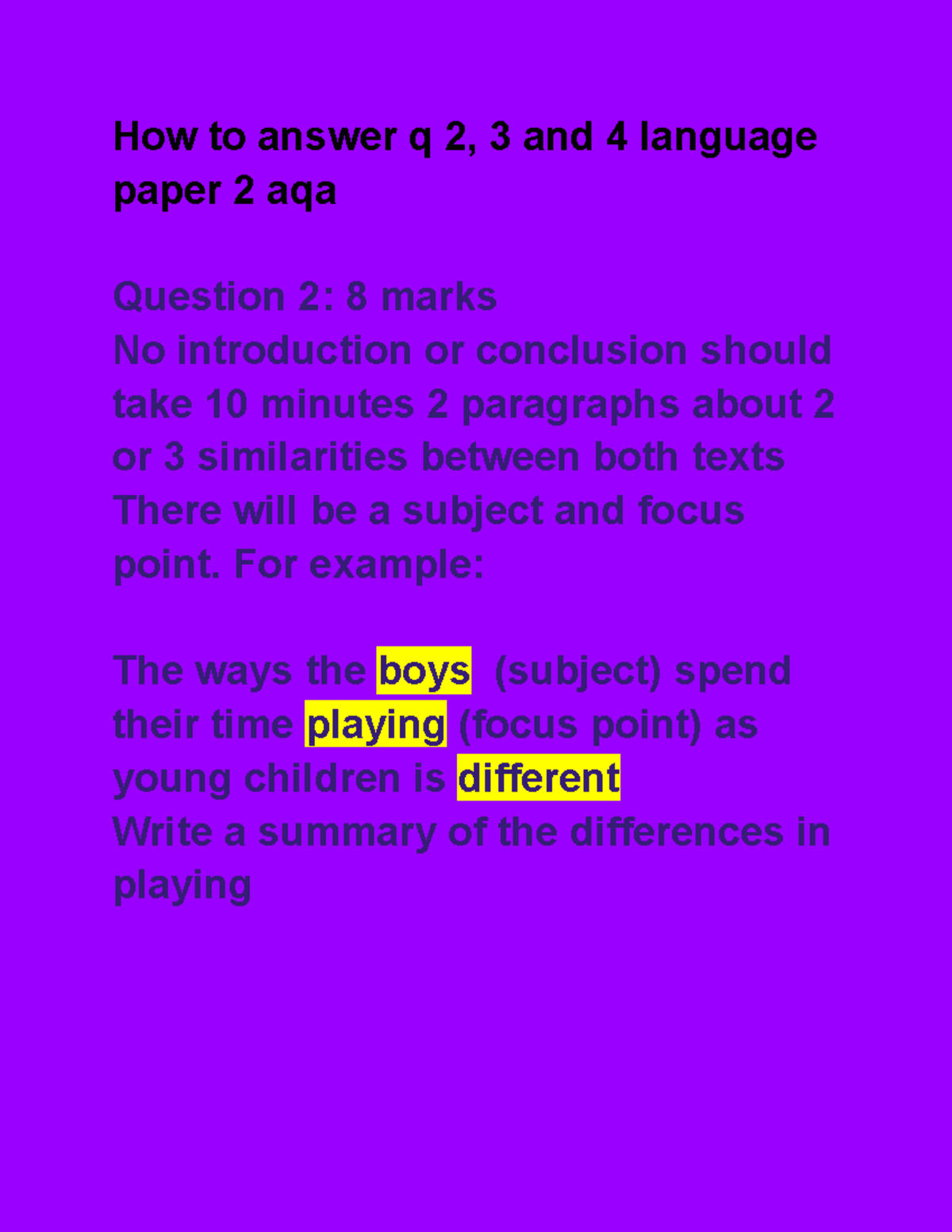 Starters for 8 and 12 mark questions - How to answer q 2, 3 and 4 ...
