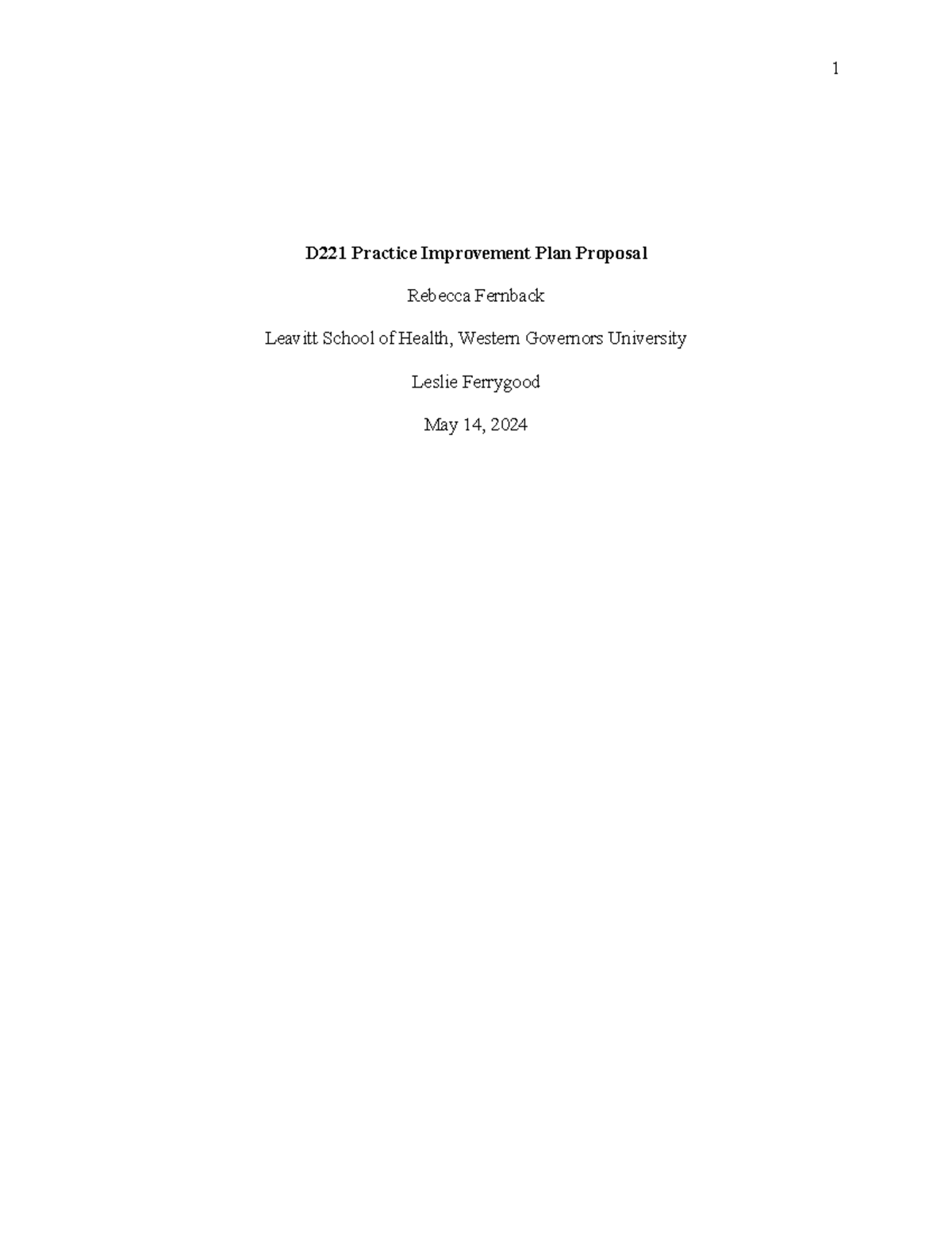 D221 Task Practice Improvement Plan Proposal - D221 Practice ...