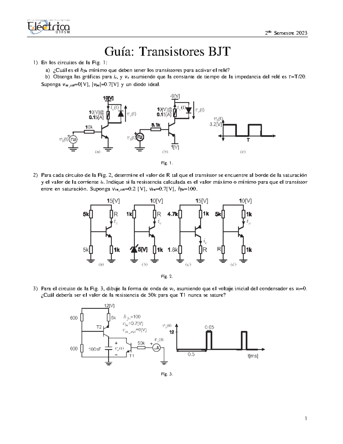 Guia3 Transistores - Ejercicio de BJT - Guía: Transistores BJT En los ...