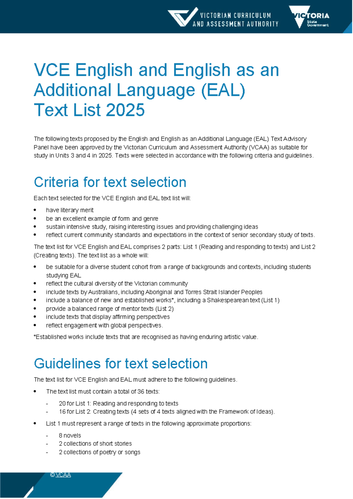 2025English EALText List - VCE English and English as an Additional ...