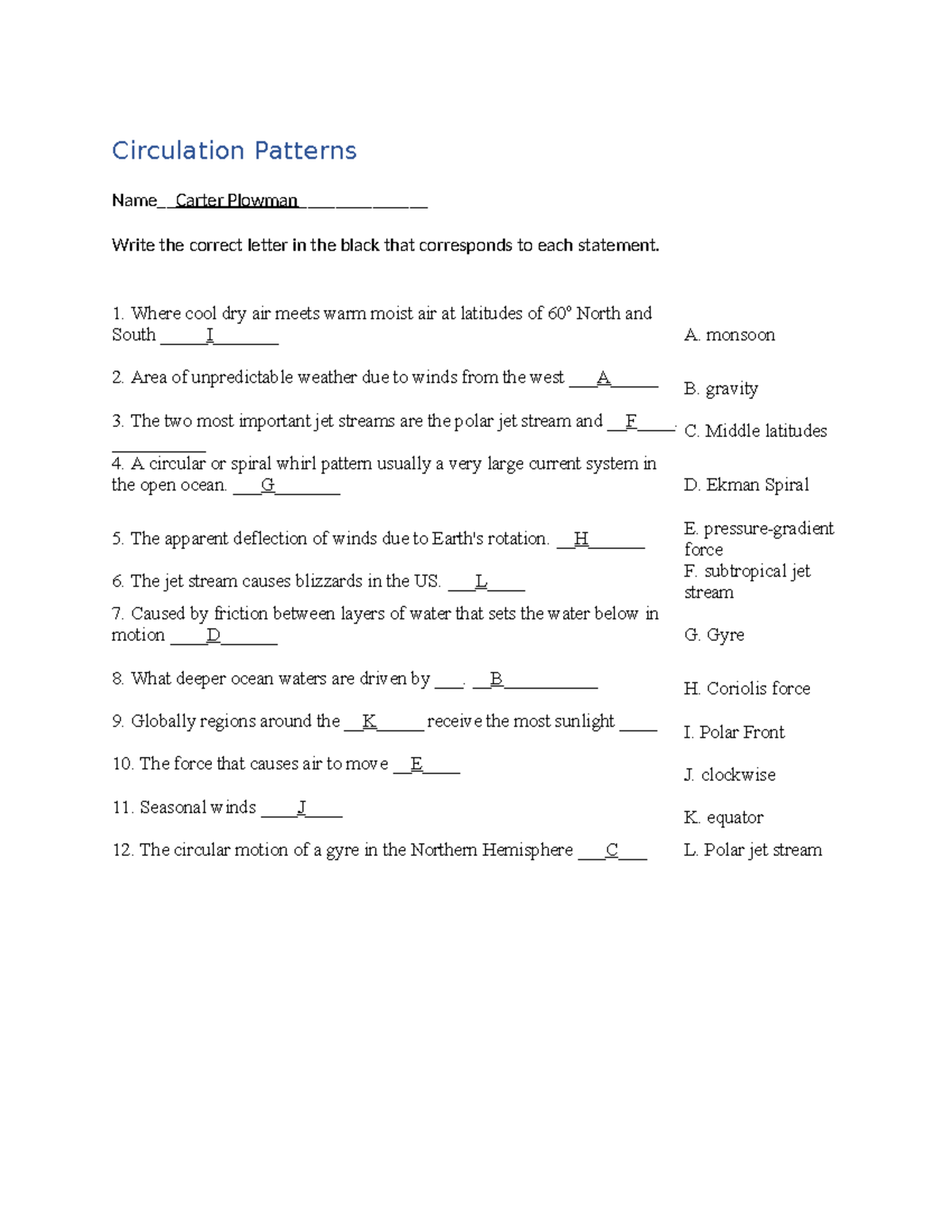 Circulation Patterns - Circulation Patterns Name__Carter Plowman ...
