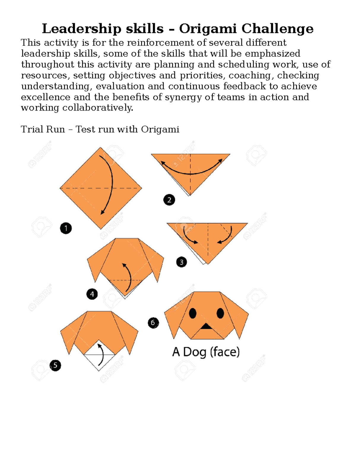 Leadership skills - Origami Challenge - Leadership skills – Origami ...