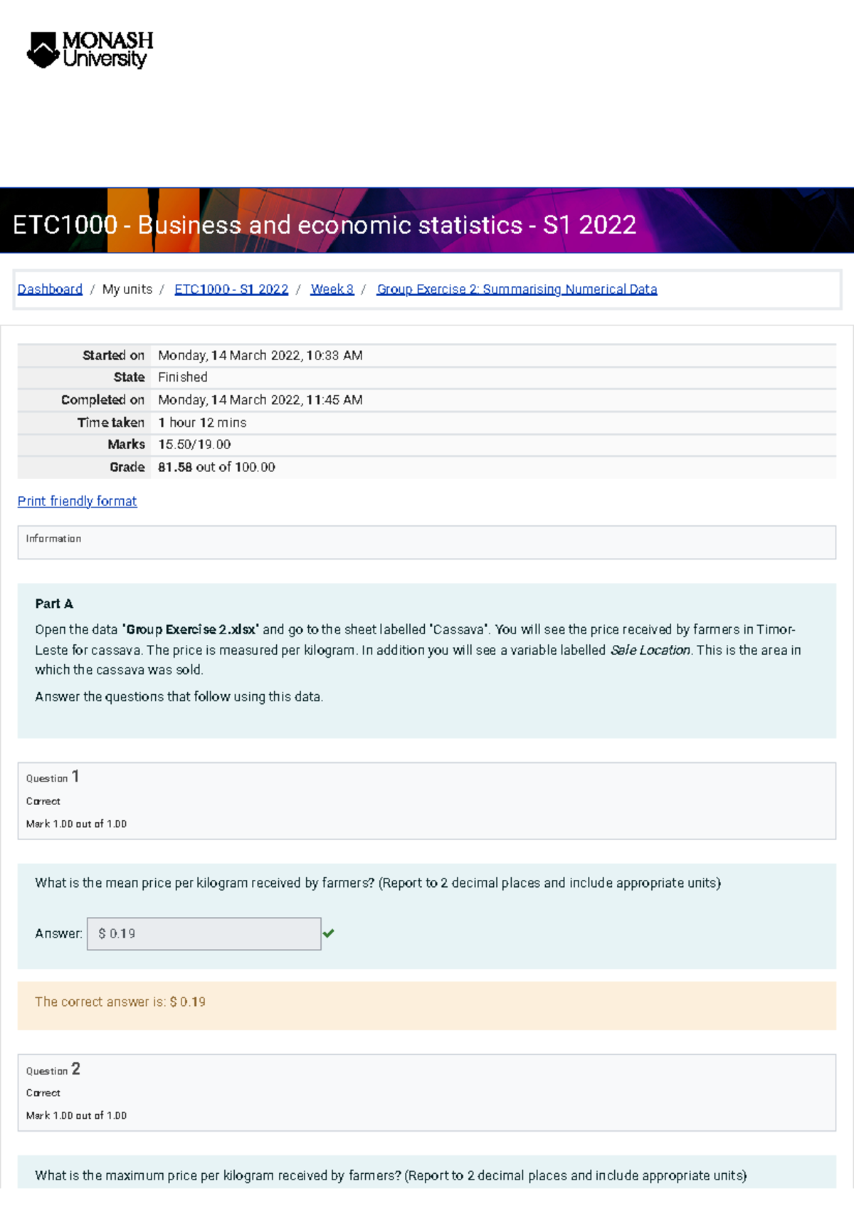 Group Exercise 2 - Summarising Numerical Data - Dashboard/My units ...