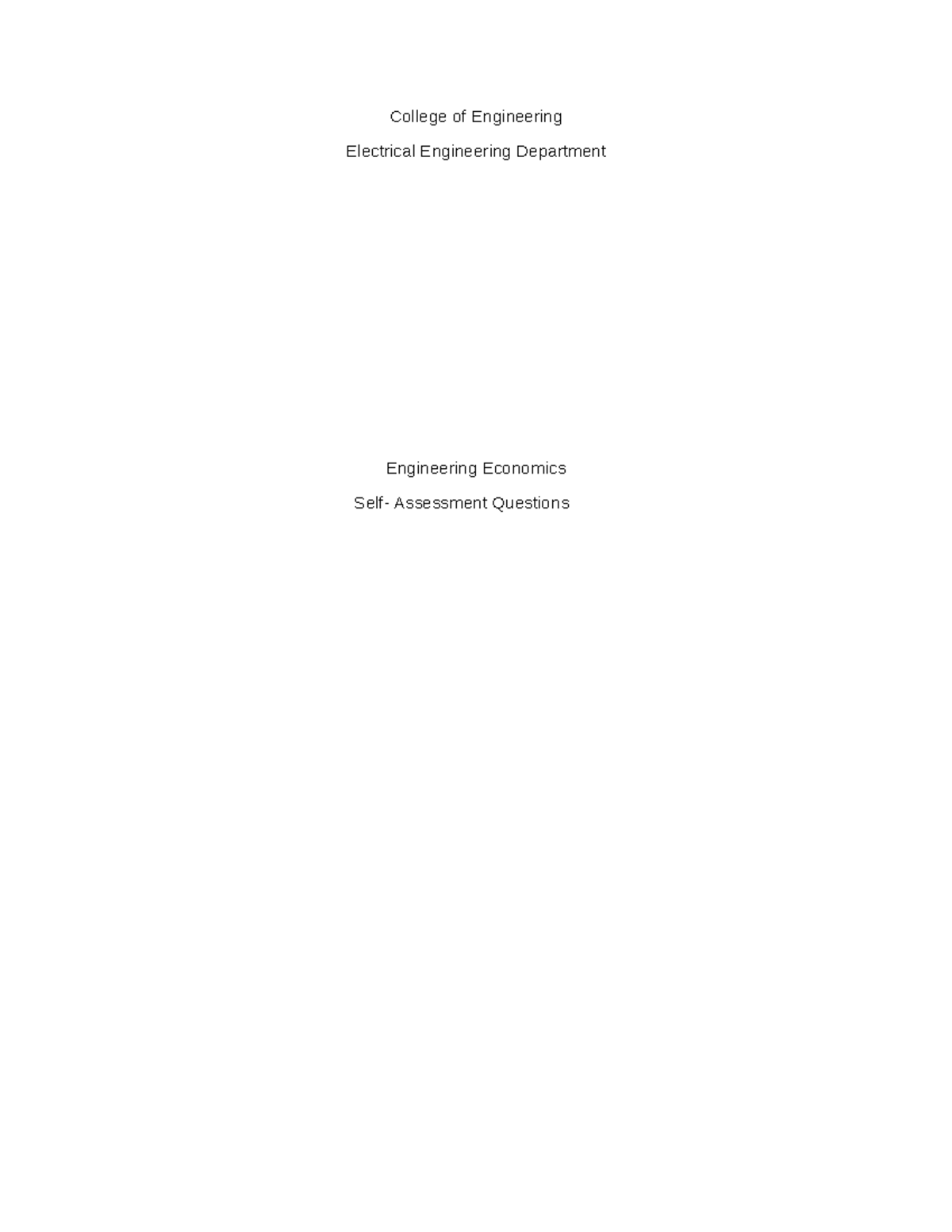 Assignment 7 - Engineering Economics - College of Engineering ...