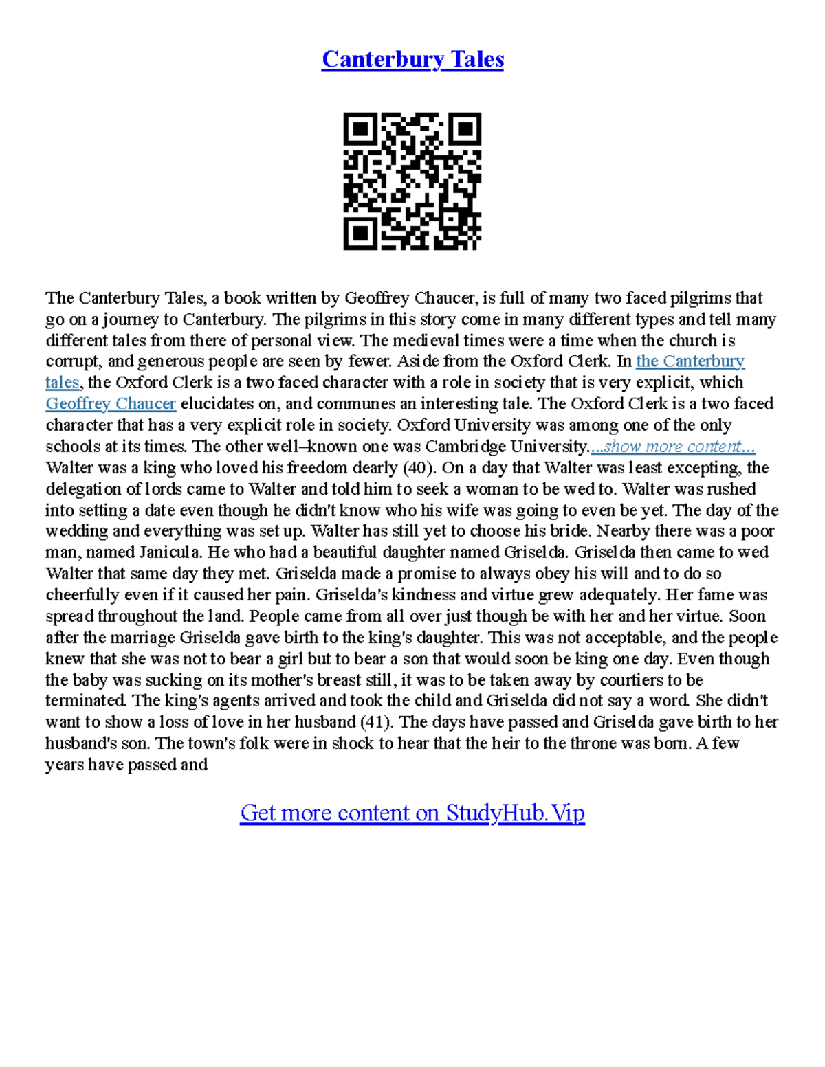 Canterbury Tales Essays - Canterbury Tales The Canterbury Tales, a book ...