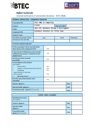 Networking - HND Com - INTERNAL VERIFICATION – ASSIGNMENT BRIEF Programme Title: HND in ...