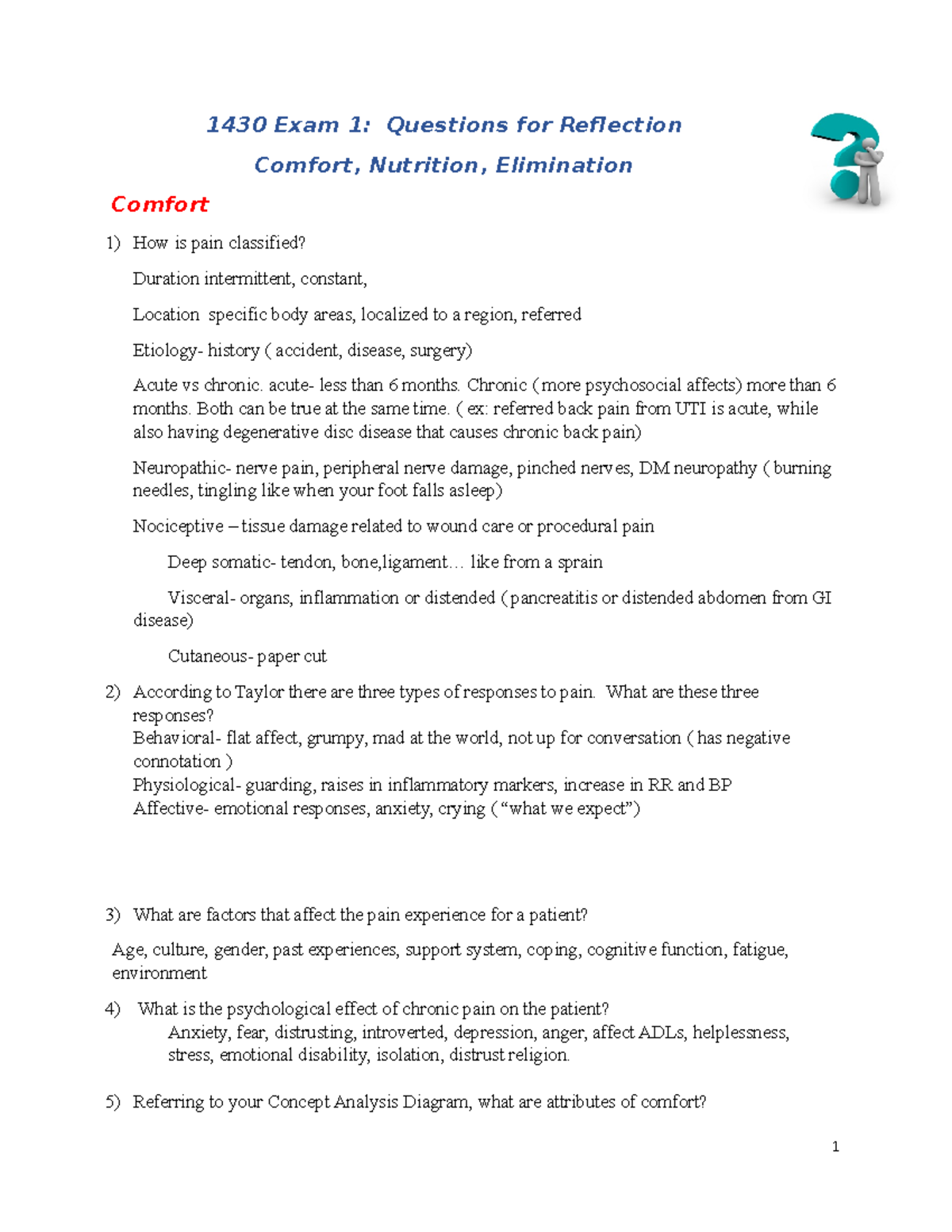 1430 exam 1 reflection question tutoring 9 23 - 1430 Exam 1: Questions ...