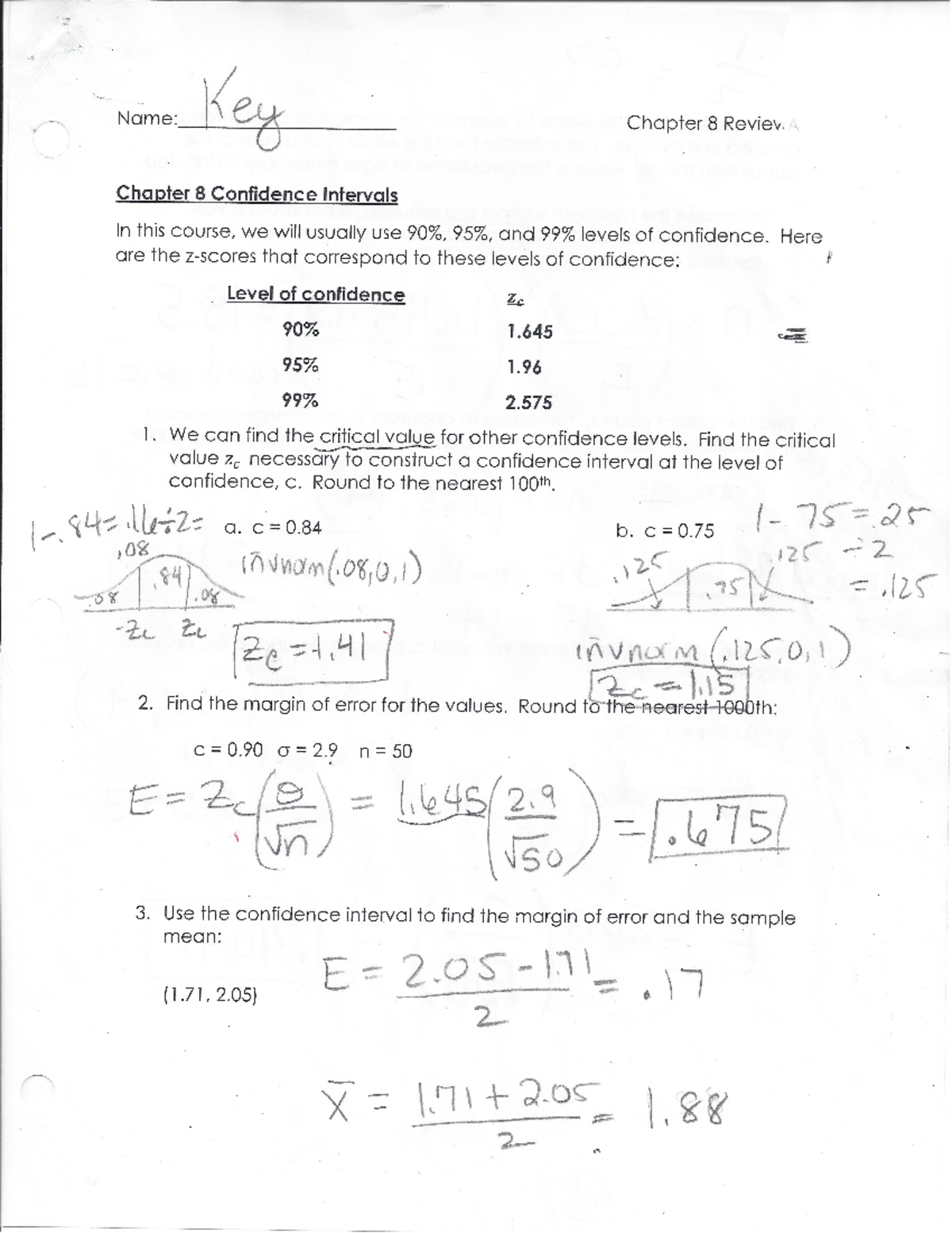 Test 3 Review Answer Key - MT 143 - Studocu